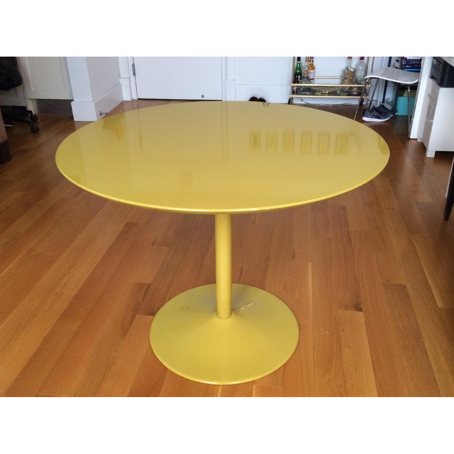 CB2 Yellow Tulip-Bottom Dining Table - AptDeco