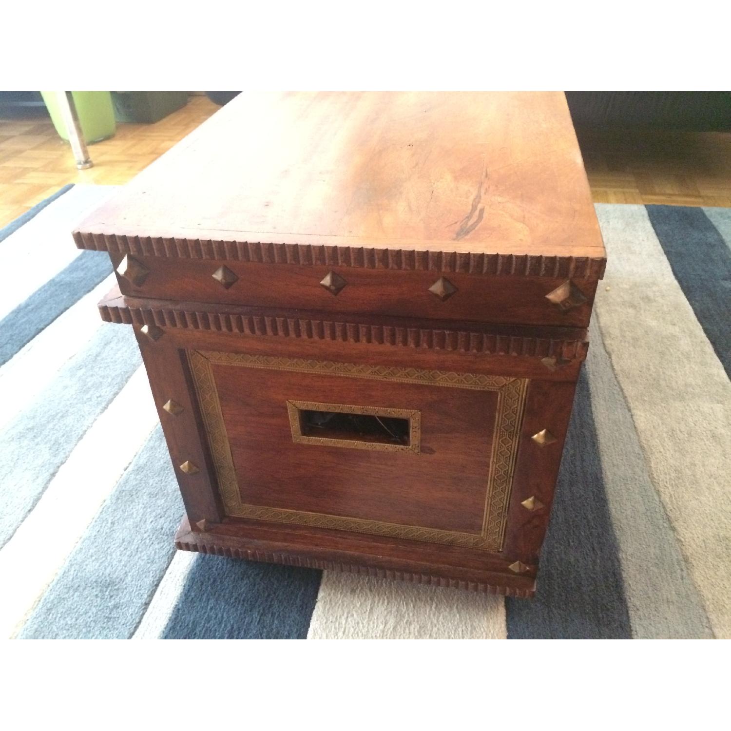 Pier 1 Handcrafted Brass Detailed Mango Wood Trunk - AptDeco