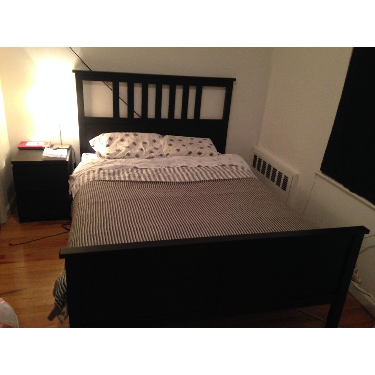 Ikea Black Wood Full Size Bed - AptDeco