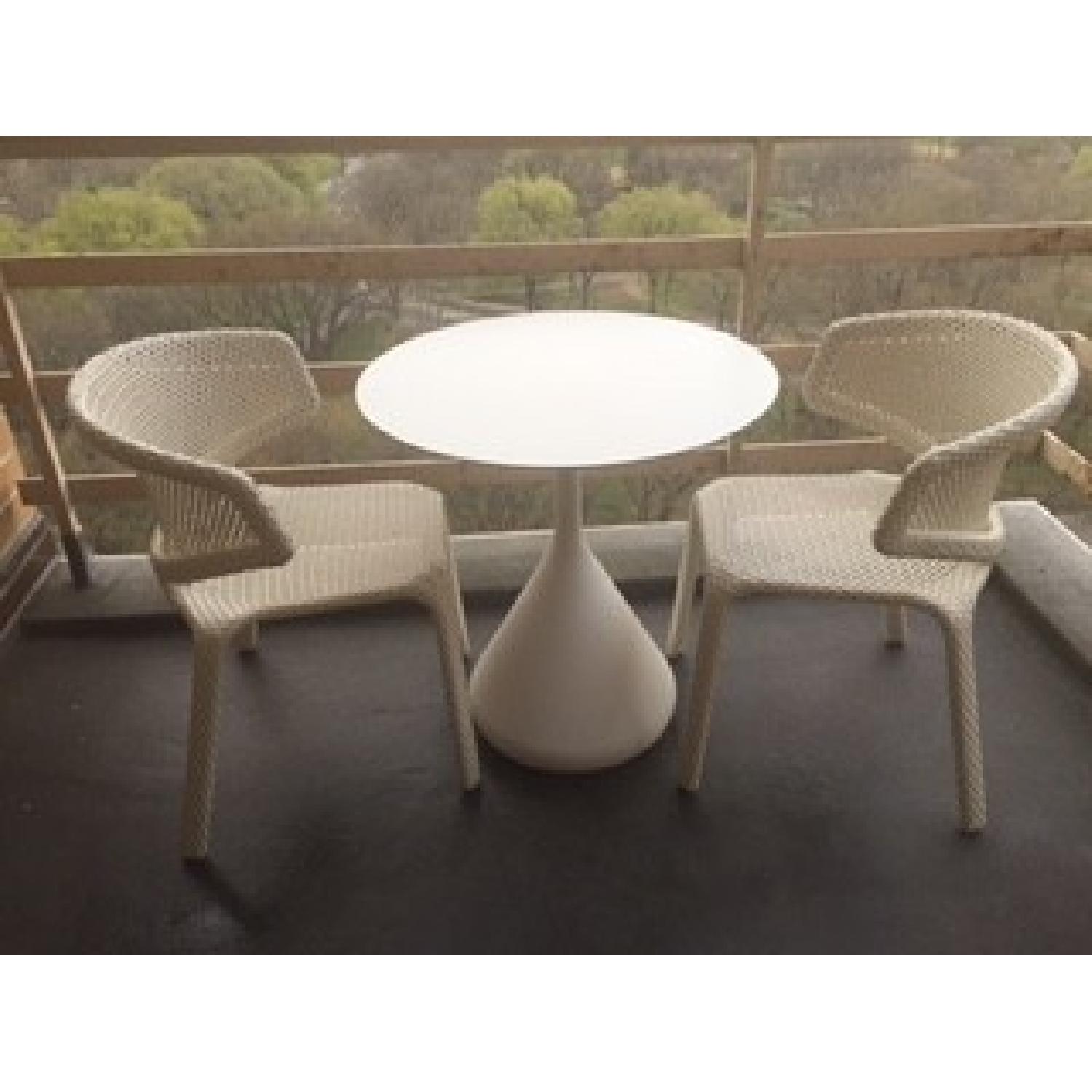 Dedon Outdoor Bistro Table w/ 2 Chairs - AptDeco