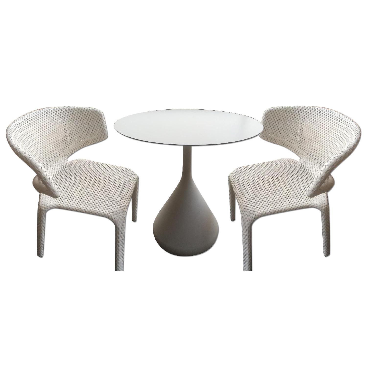 Dedon Outdoor Bistro Table w/ 2 Chairs - AptDeco