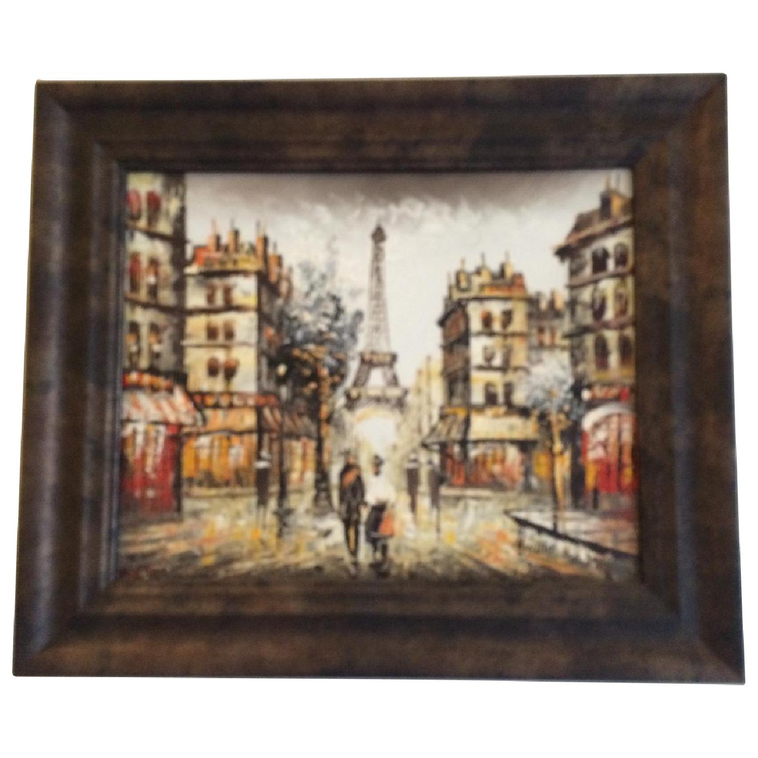 Framed Eiffel Tower Painting from Montmartre Paris - AptDeco