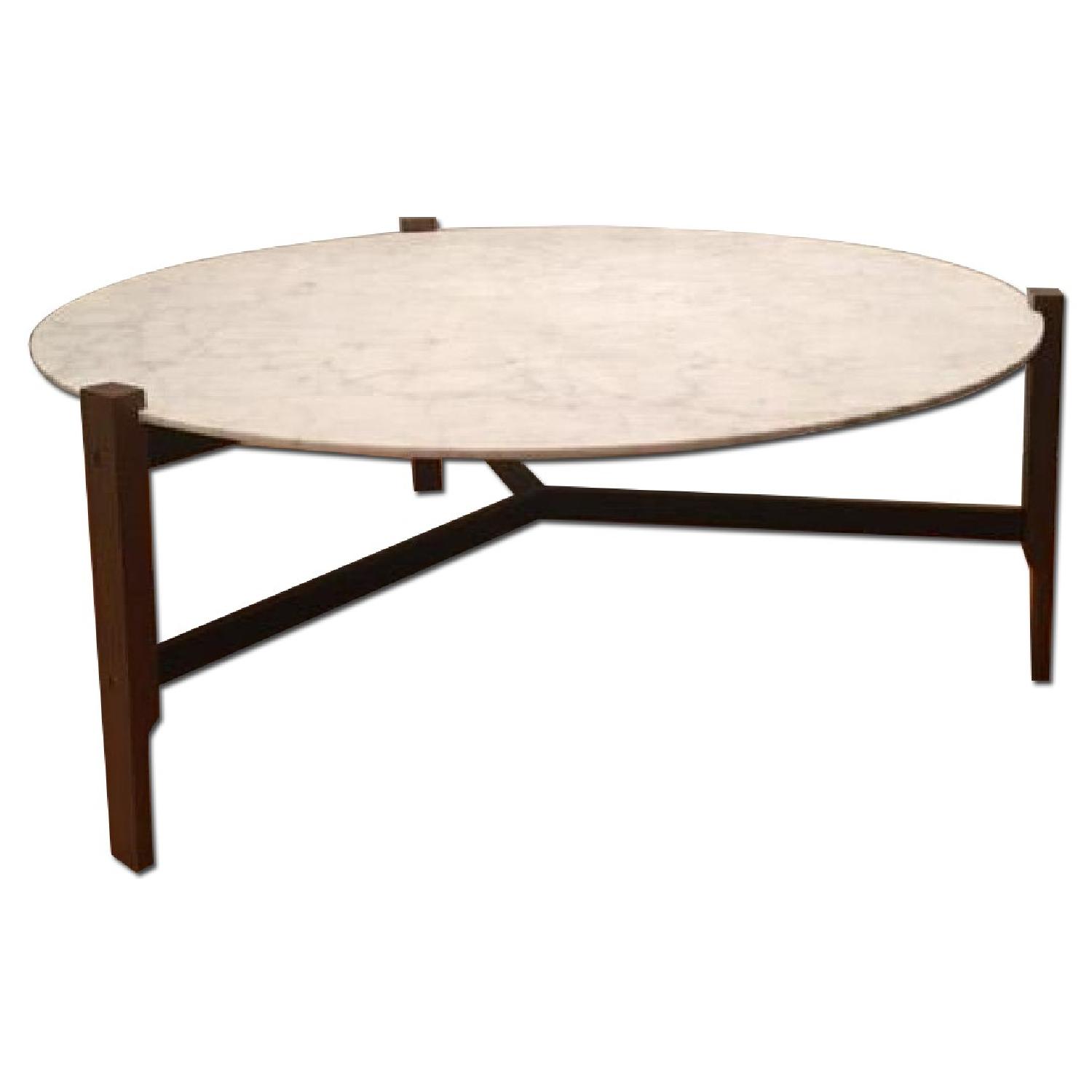 Blu Dot Grey Marble Round Coffee Table - AptDeco