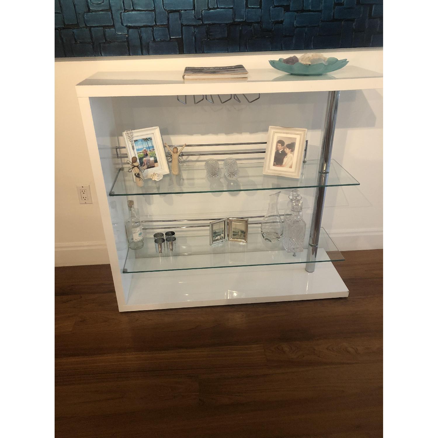 White Lacquer Bar Cabinet - AptDeco