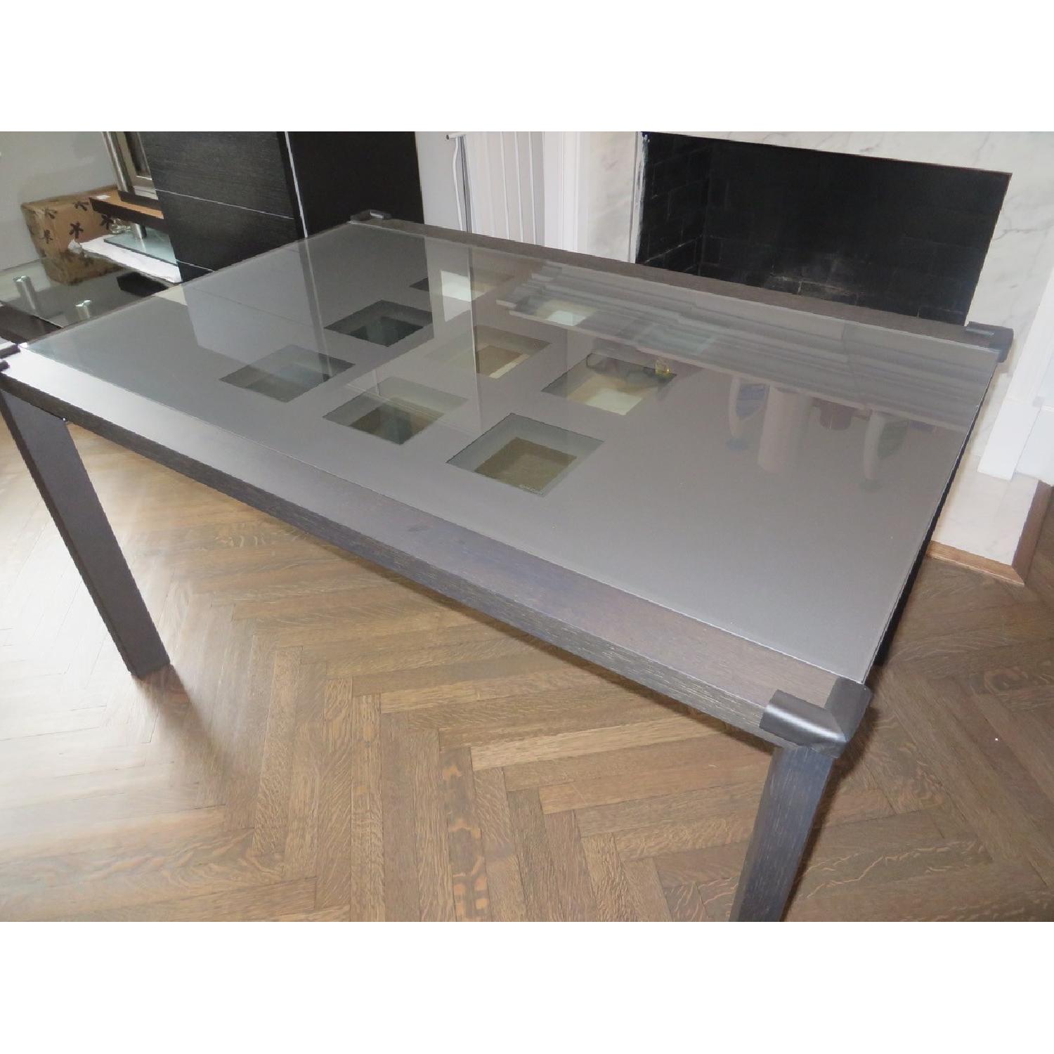 Ligne Roset Extensia Dining Table in Ebony Oak Black Glass - AptDeco