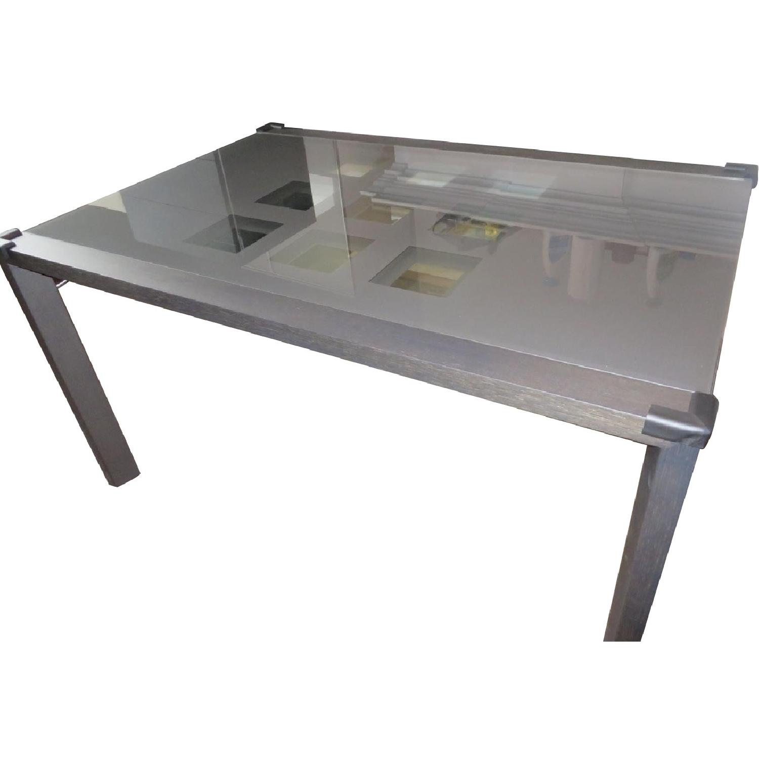 Ligne Roset Extensia Dining Table in Ebony Oak Black Glass - AptDeco