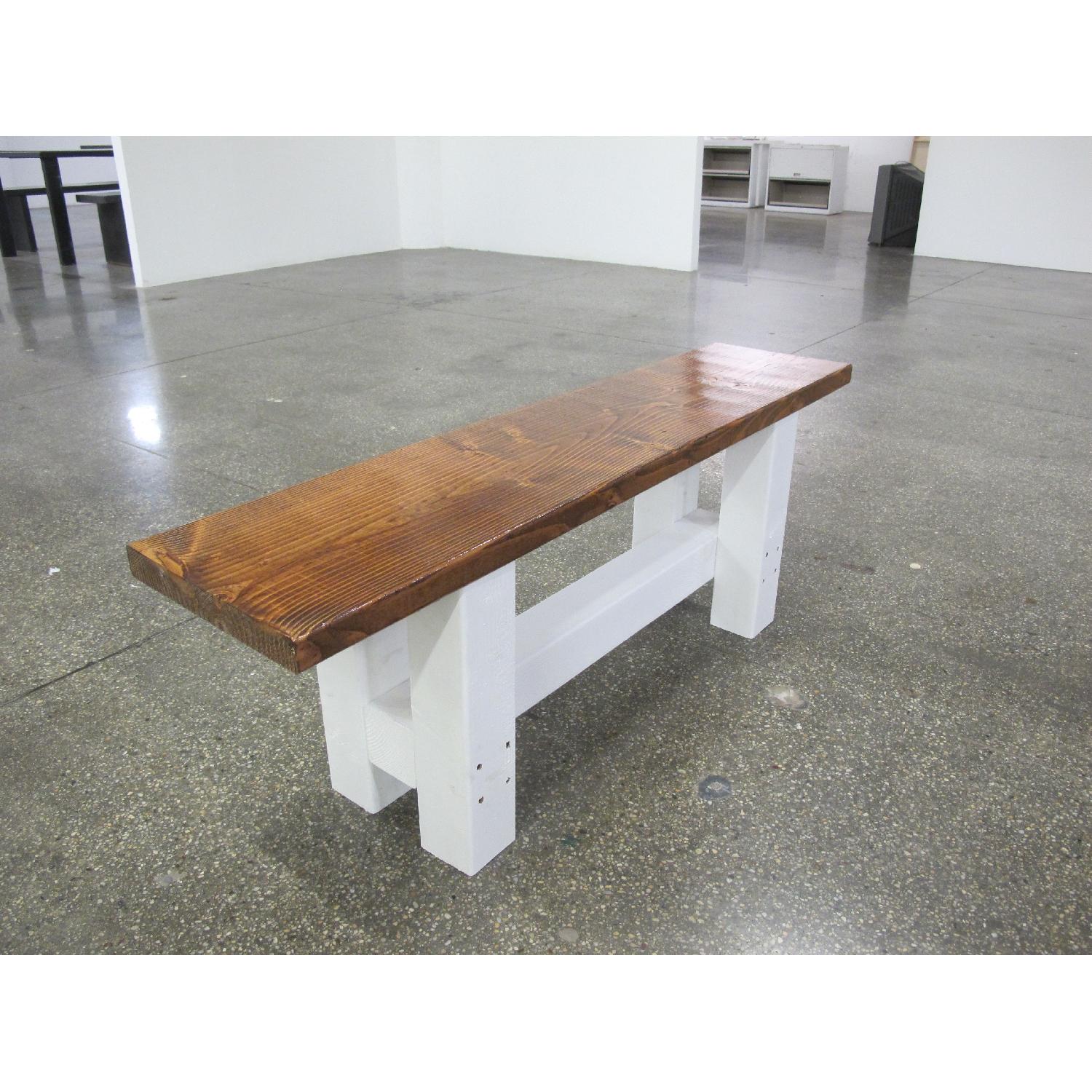 Medium Brown Wood Bench - AptDeco