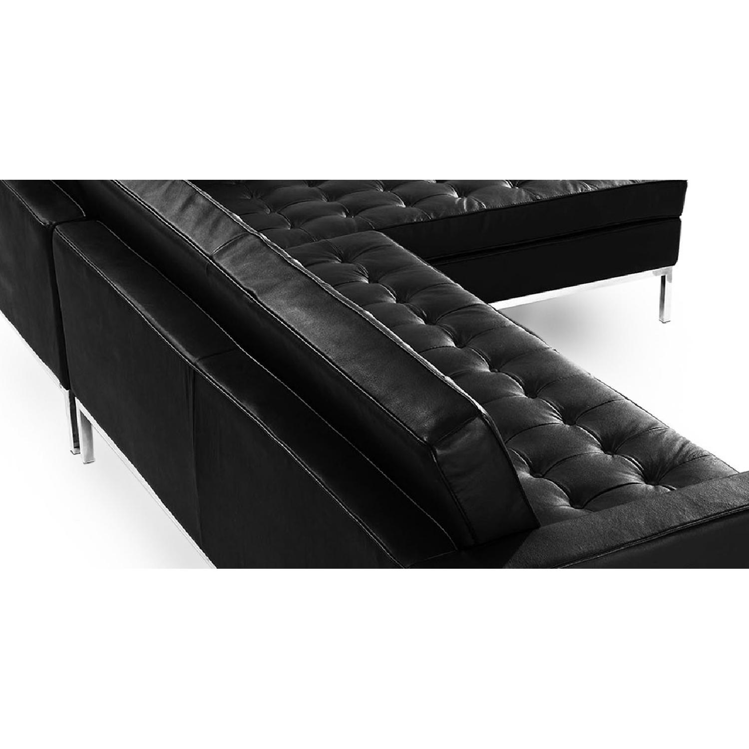 Kardiel Black Leather Sectional Sofa - AptDeco