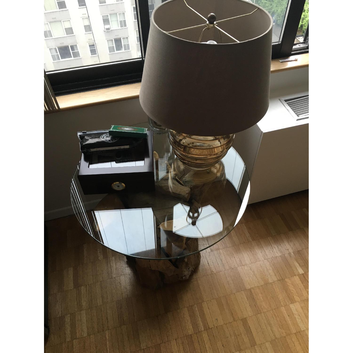 Crate & Barrel Driftwood Round Side Table - AptDeco