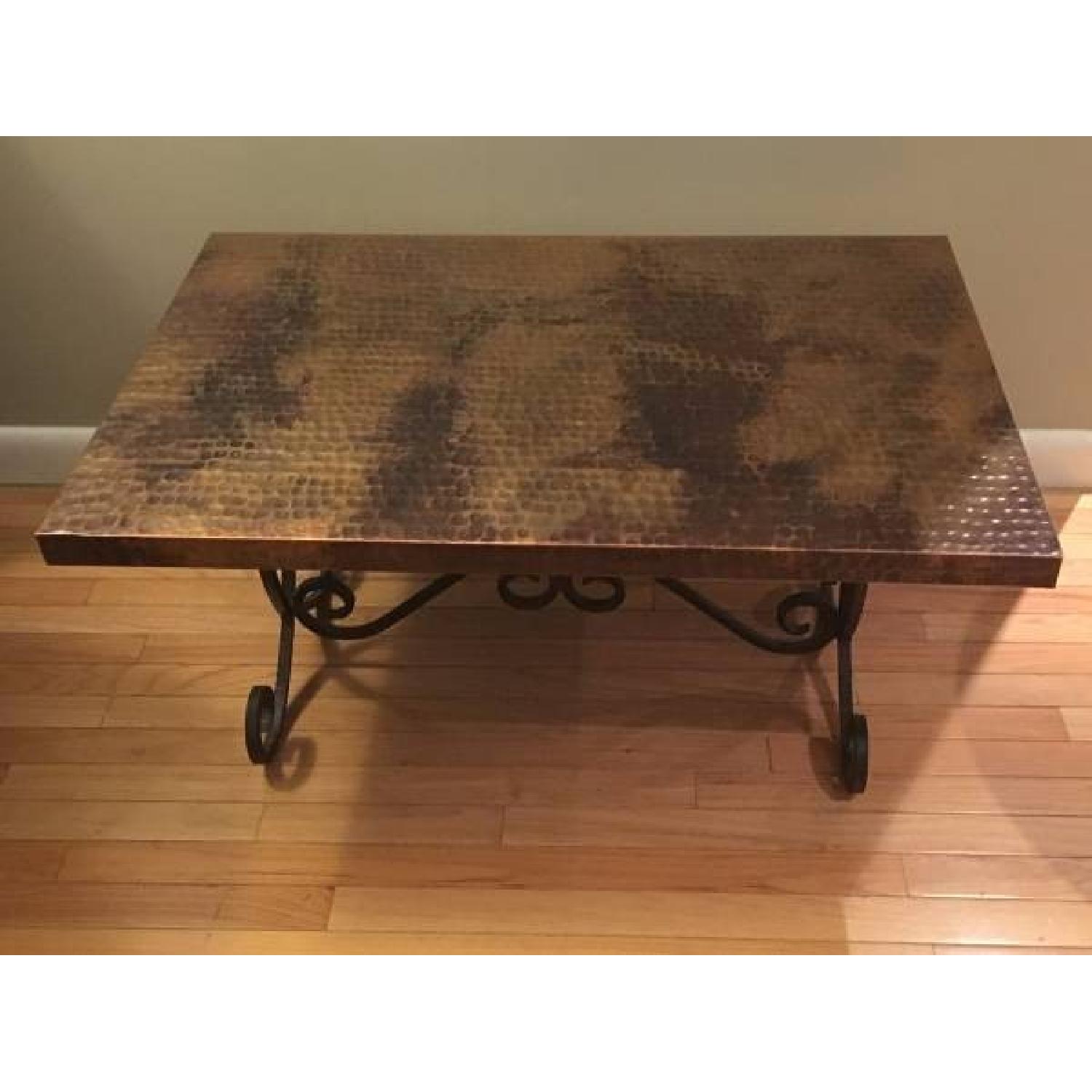 Hammered Copper Top Coffee Table - AptDeco