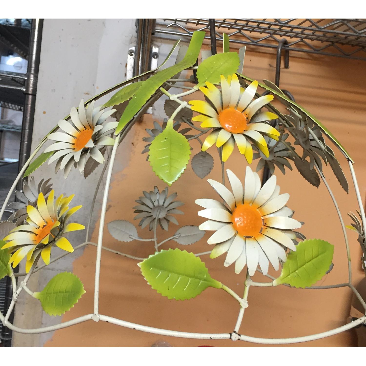 Tole Vintage Daisy Pendant Lamp Shade - AptDeco
