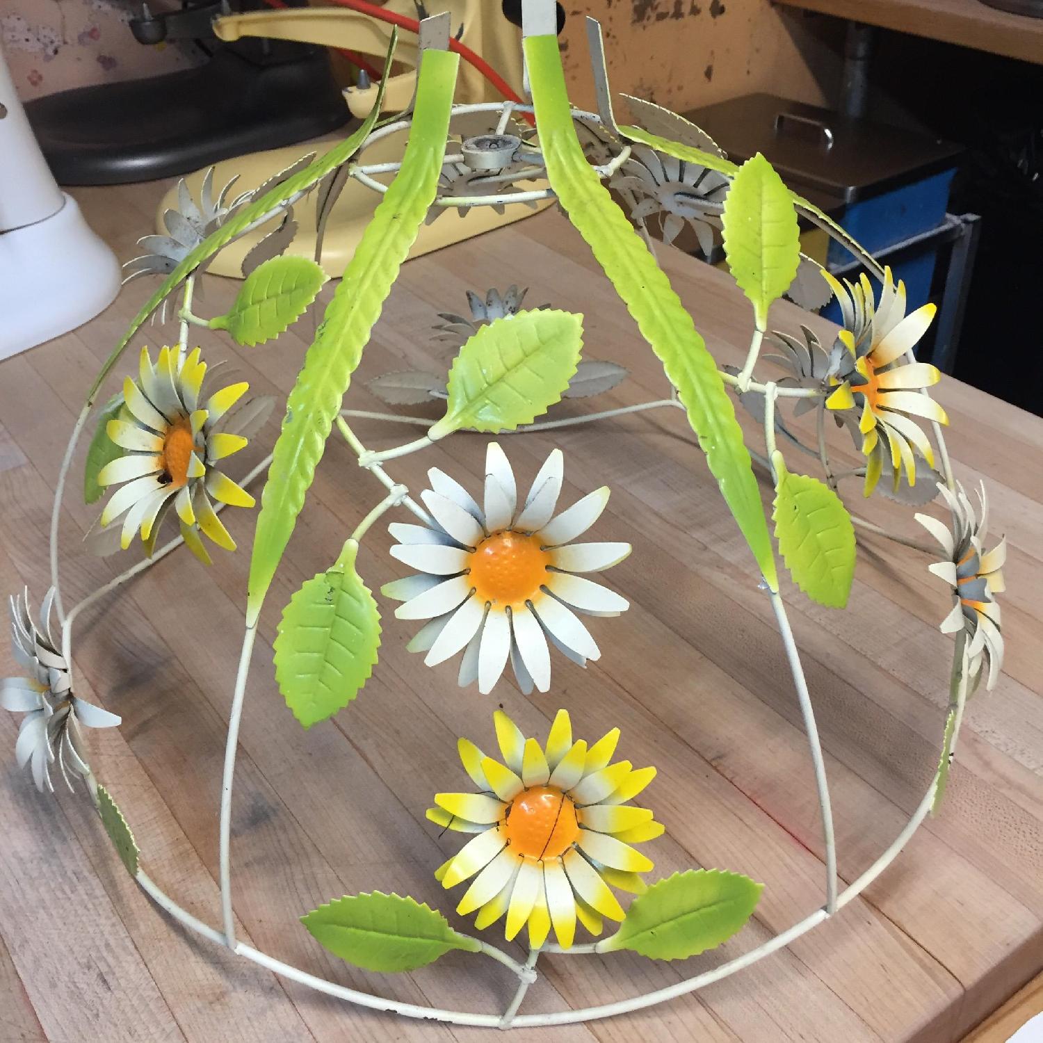 Tole Vintage Daisy Pendant Lamp Shade - AptDeco