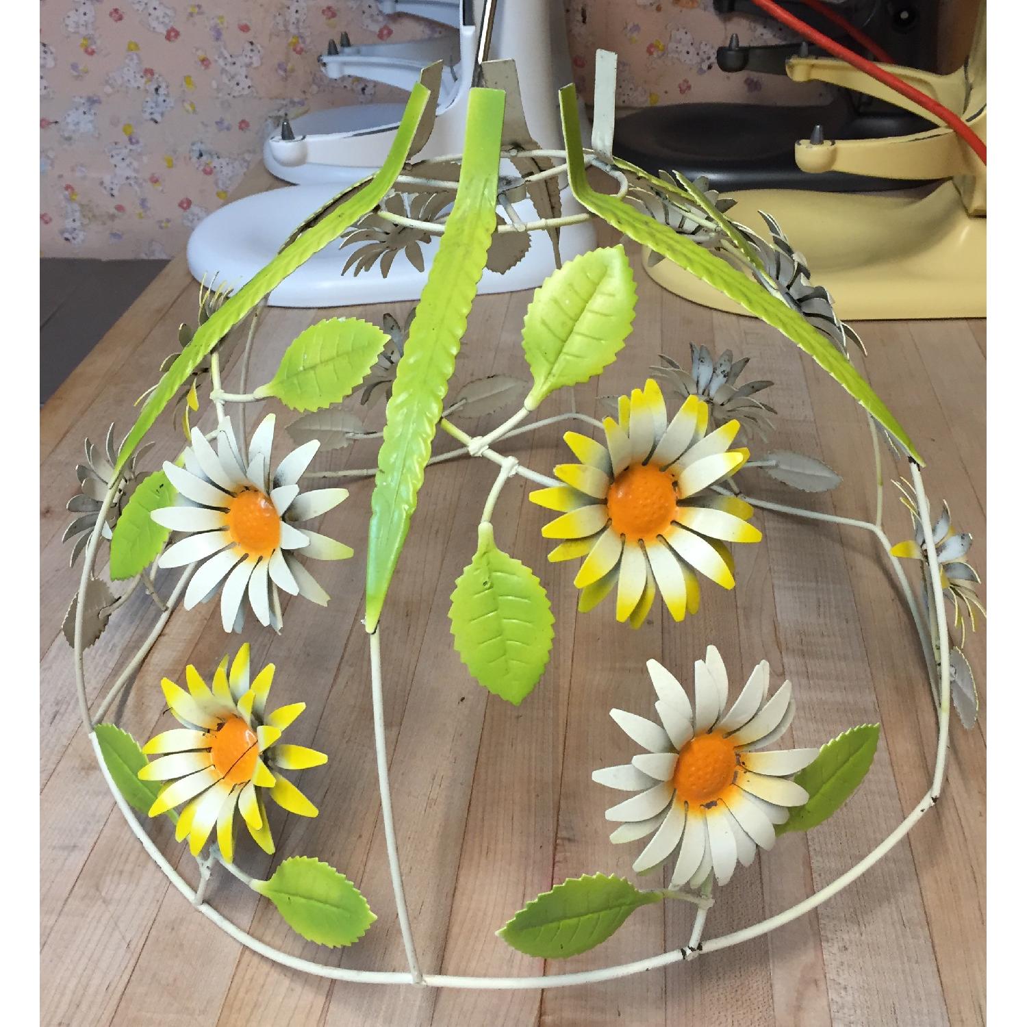 Tole Vintage Daisy Pendant Lamp Shade - AptDeco