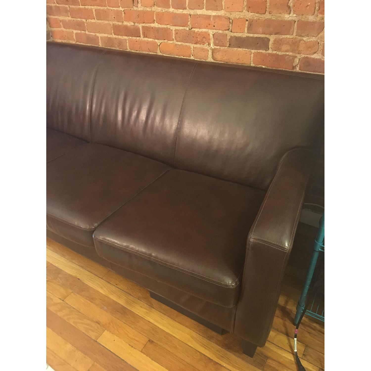 Ikea Jappling Faux Leather Sofa in Brown - AptDeco