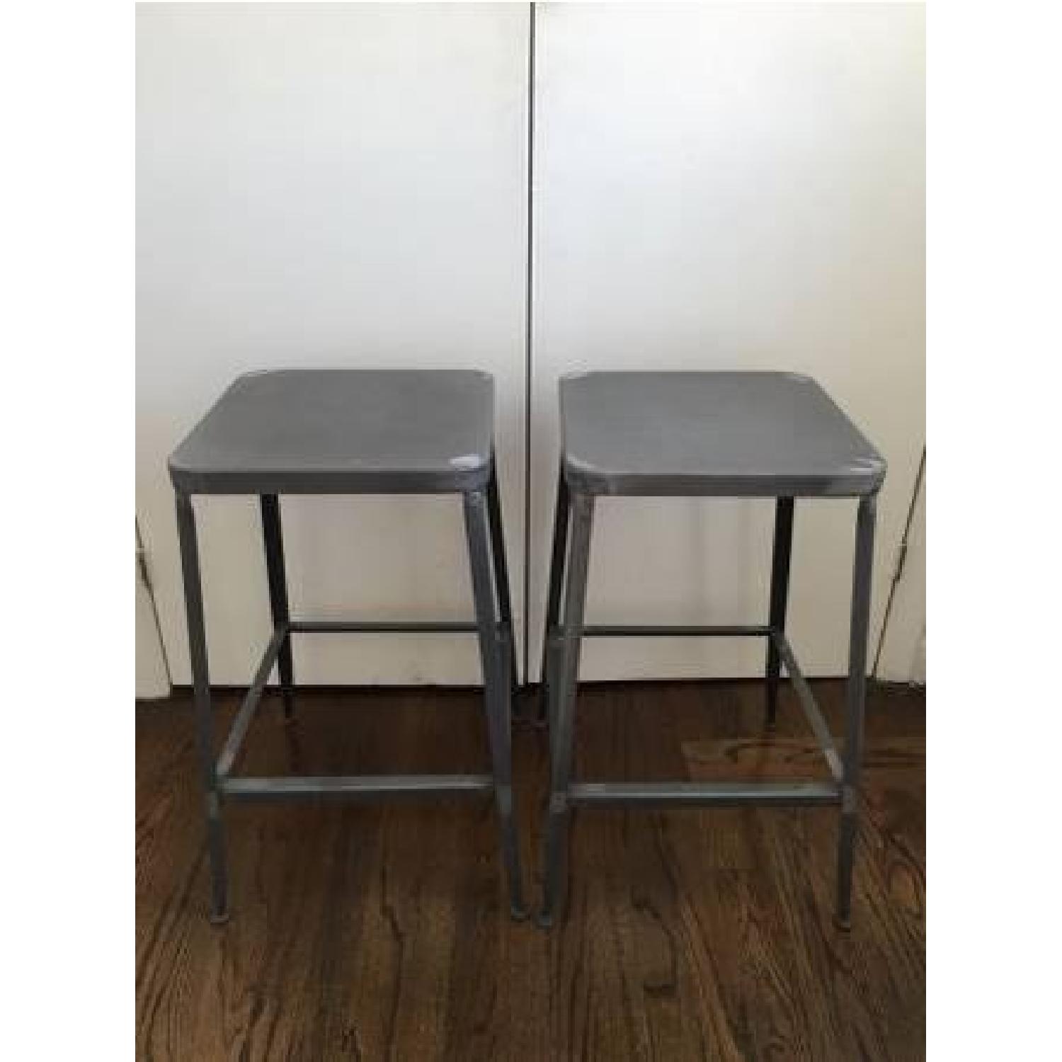 CB2 Flint Steel Counter Stools - AptDeco