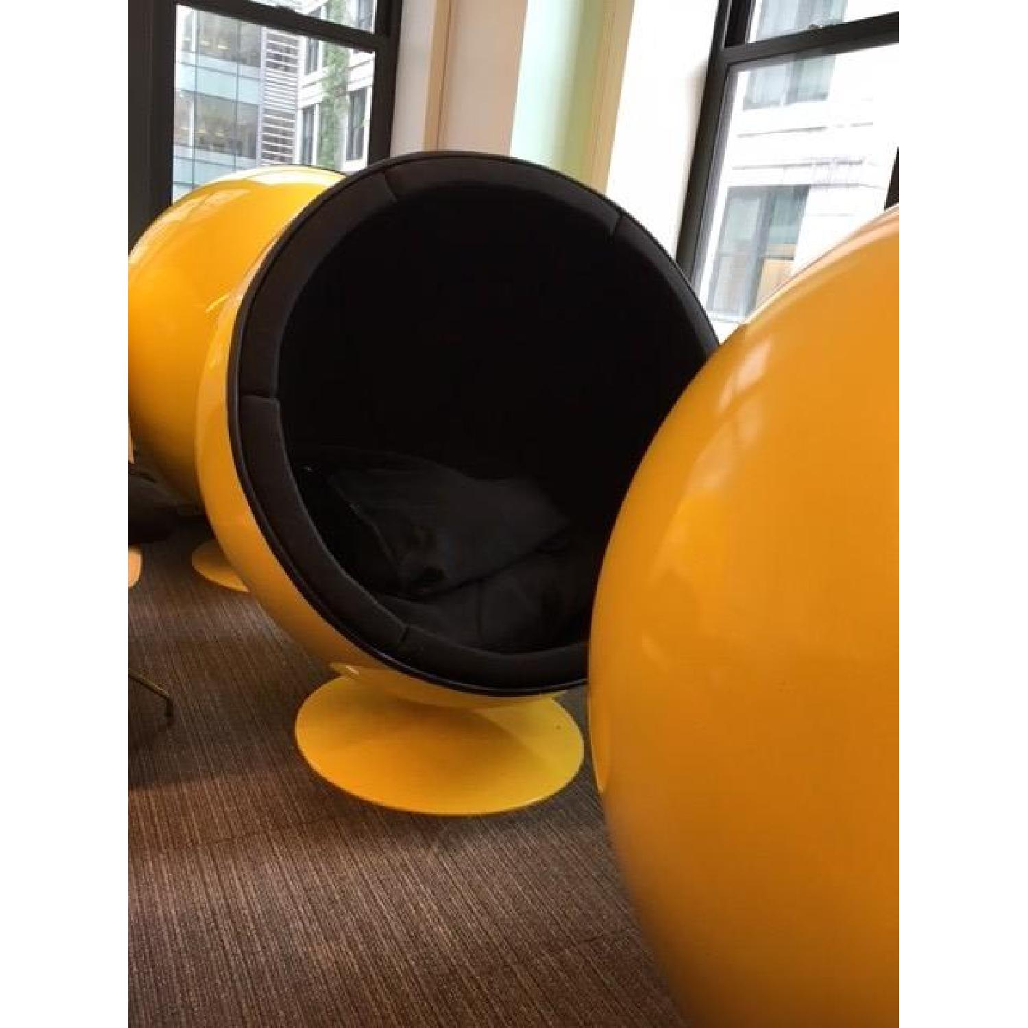 Modern Round Pod Chairs in Yellow - AptDeco