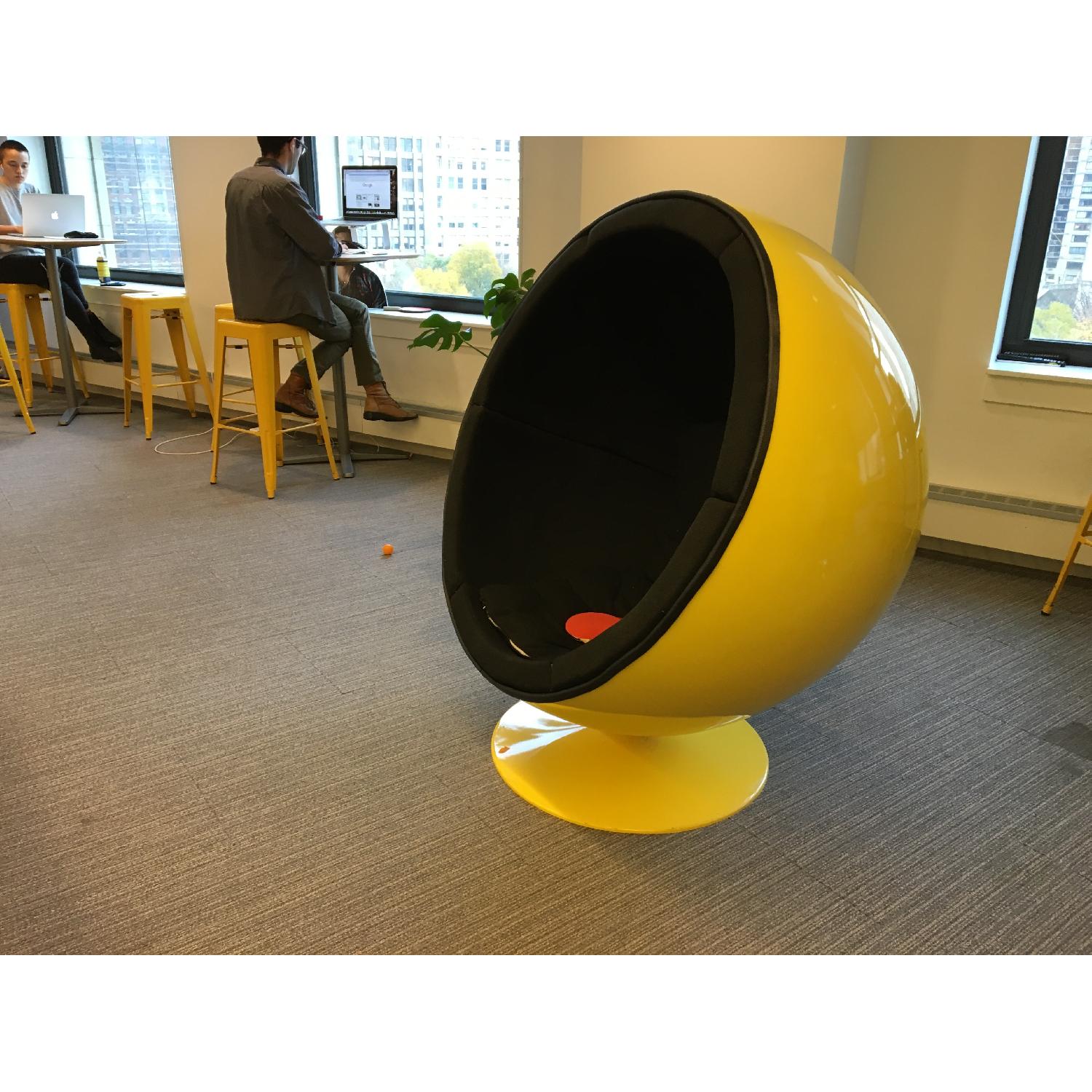 Modern Round Pod Chairs in Yellow - AptDeco