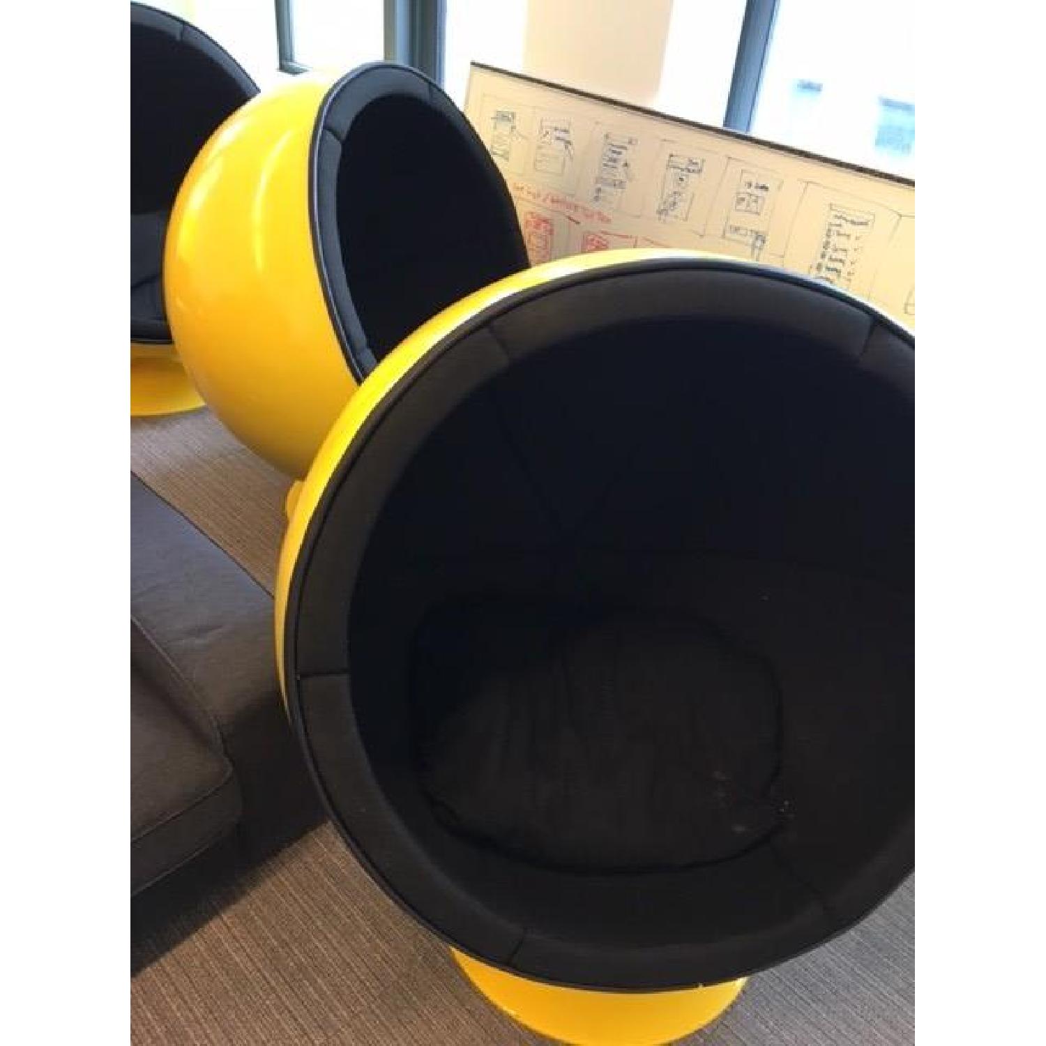 Modern Round Pod Chairs in Yellow - AptDeco