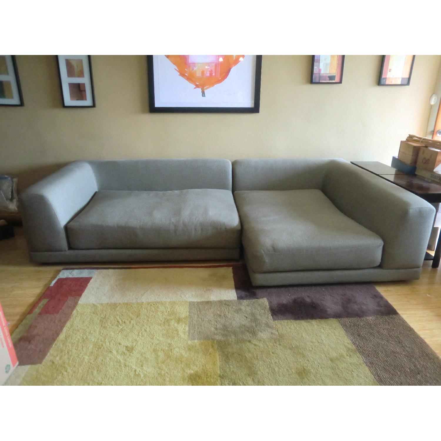 CB2 Uno Left Arm 2 Piece Sectional Sofa in Caper - AptDeco