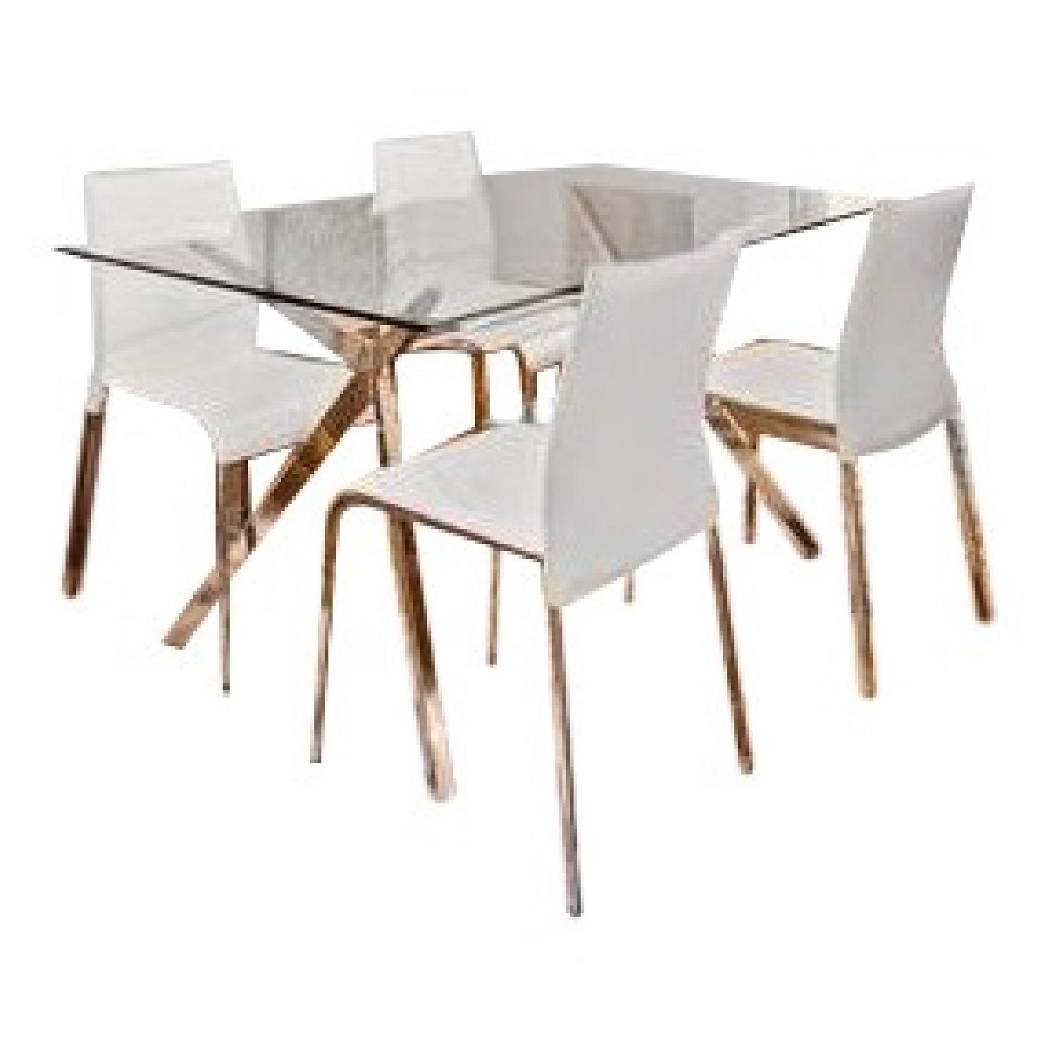 Calligaris Seven Dining Table w/ 4 Leather Chairs - AptDeco