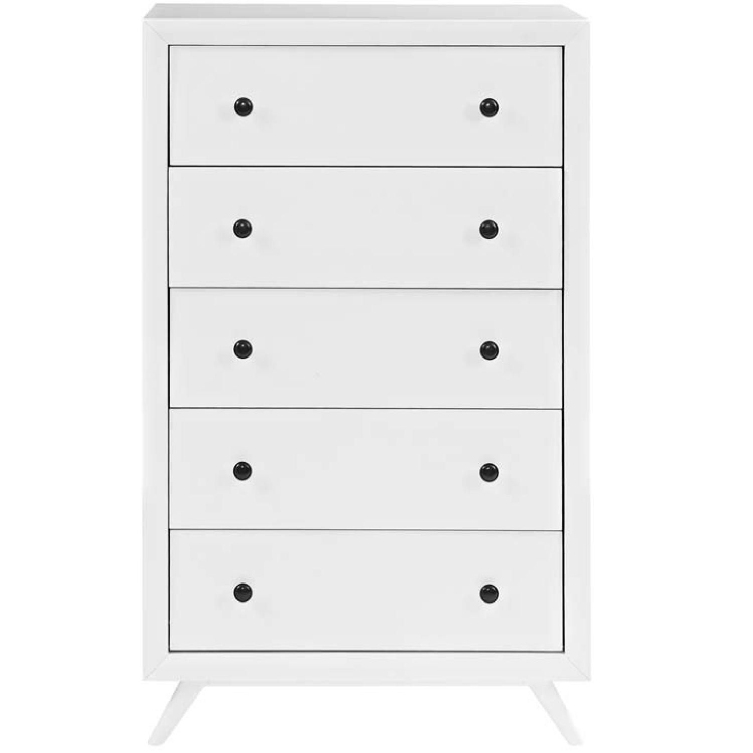 Mid Century Modern 6 Drawer Dresser in White - AptDeco