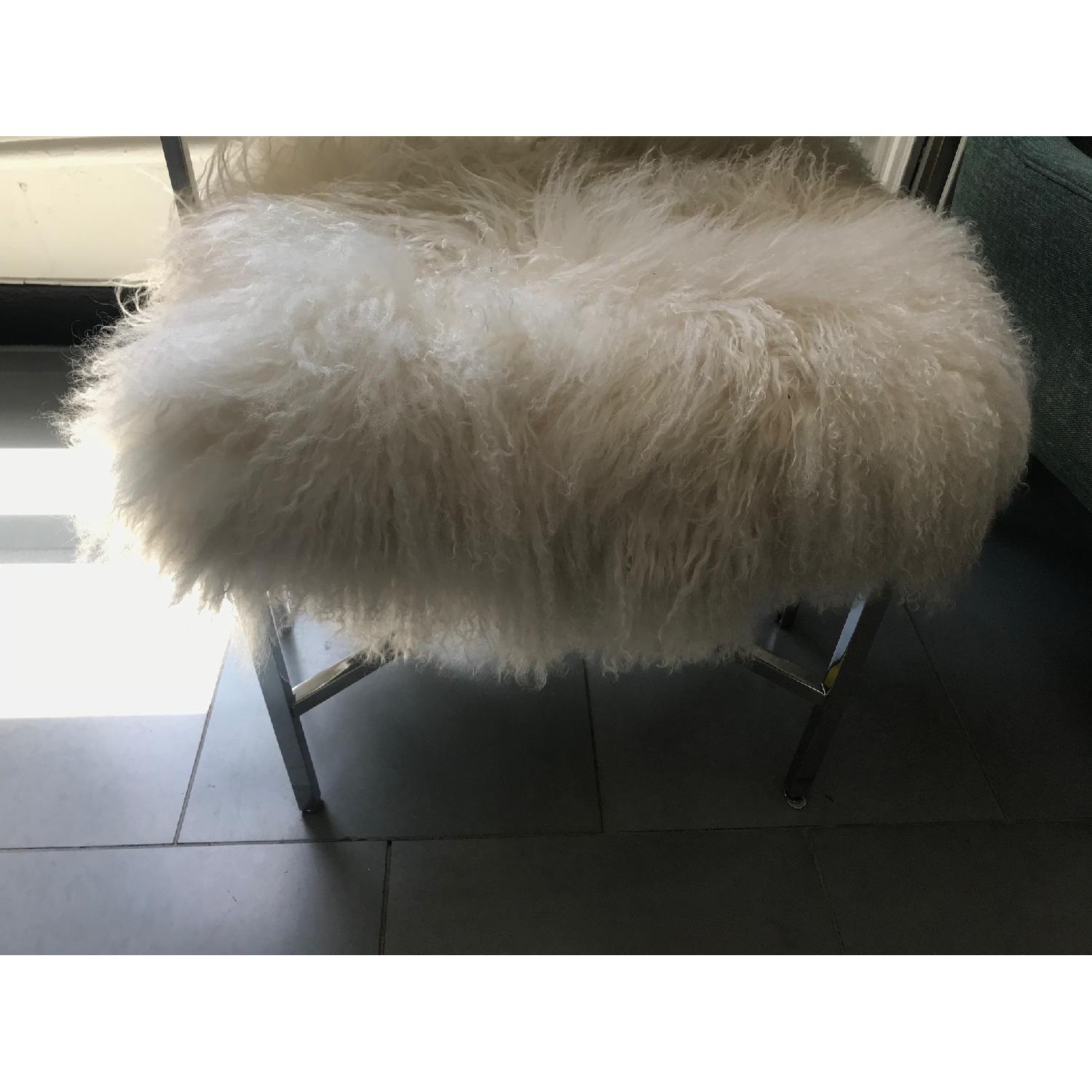 Lillian August Mongolian Lamb Ottoman - AptDeco