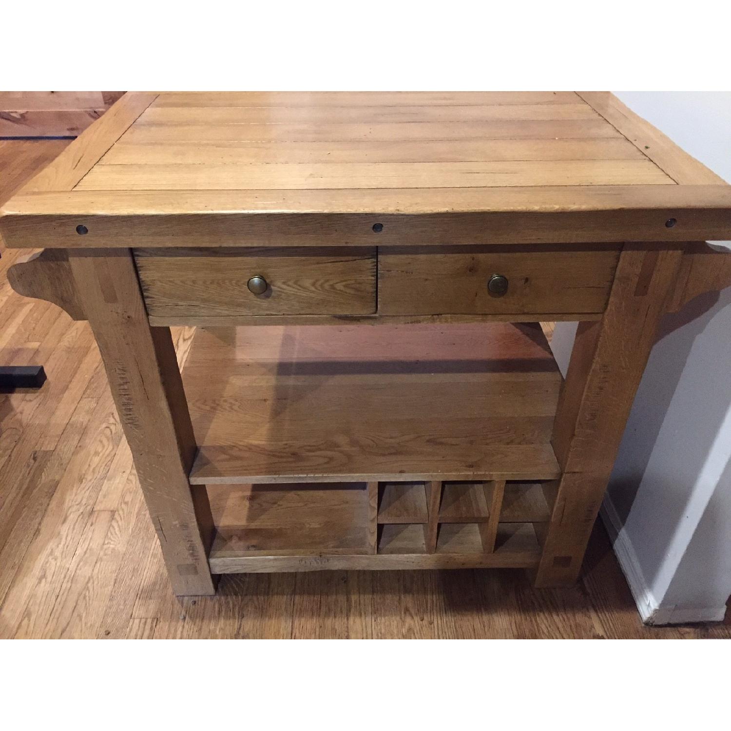Williams Sonoma Solid Oak Kitchen Island w/ Wine Storage & Drawers ...