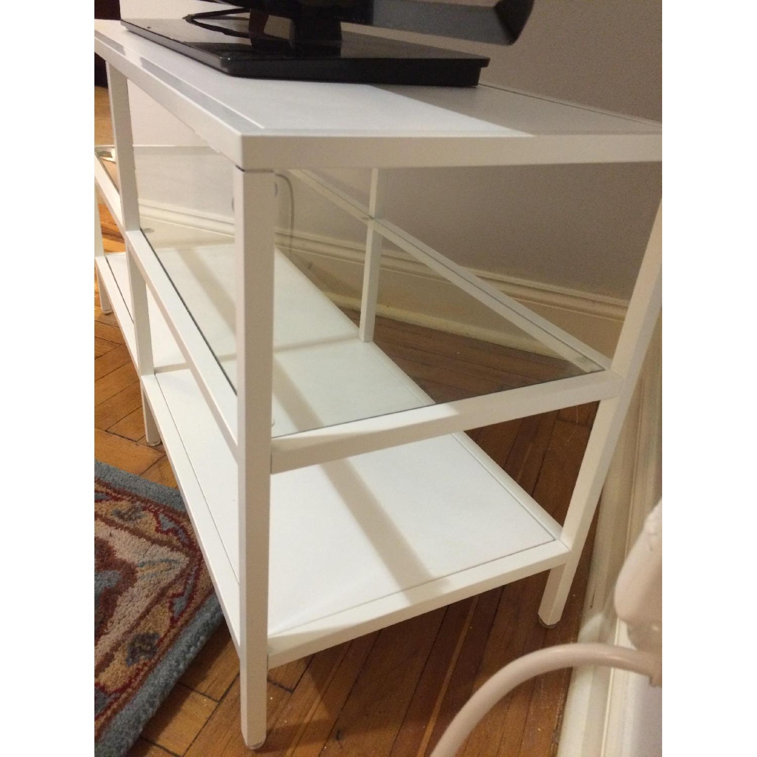 Ikea Vittsj White Glass TV/Media Stand - AptDeco