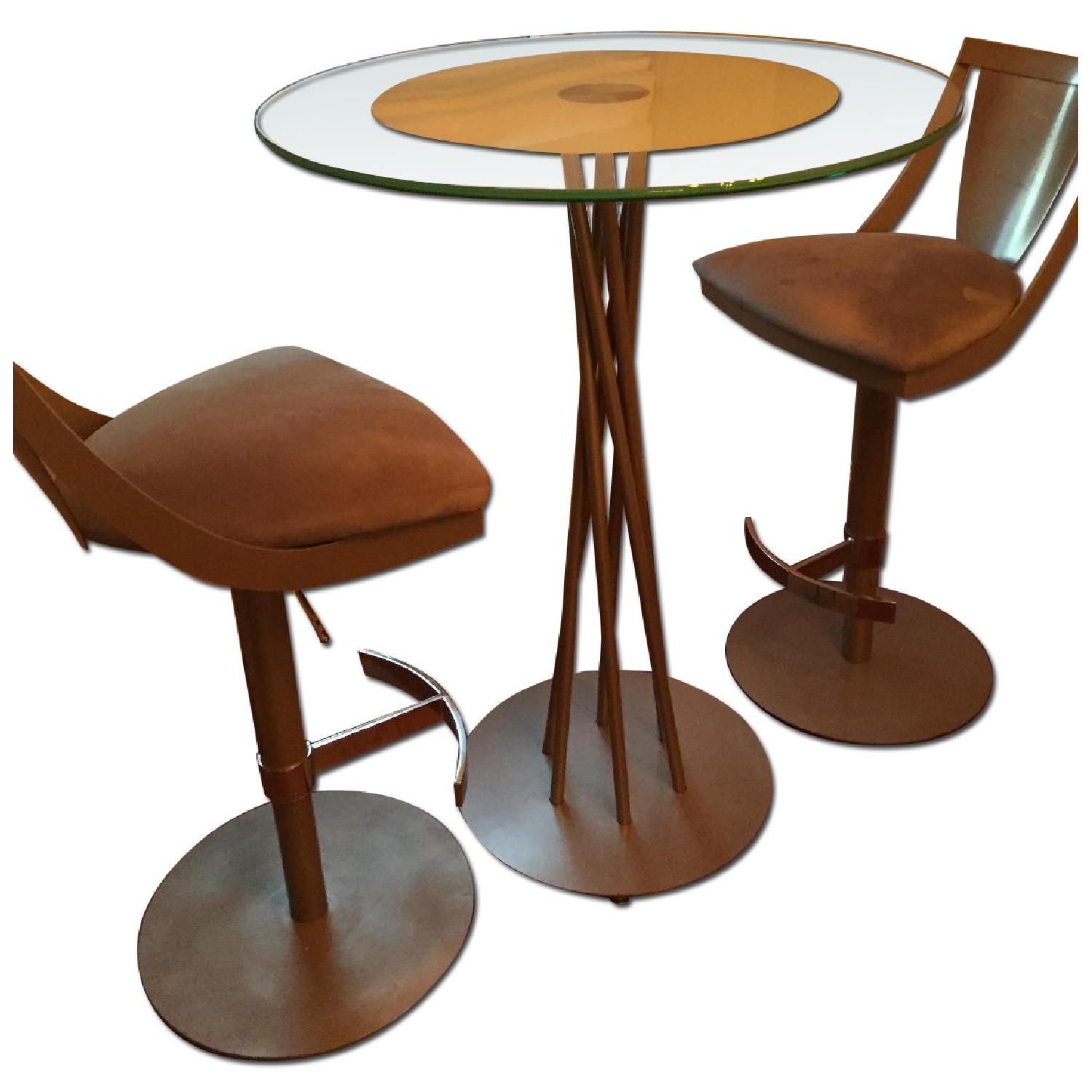 Jensen & Lewis Bar Height Glass Table w/ 2 Chairs - AptDeco