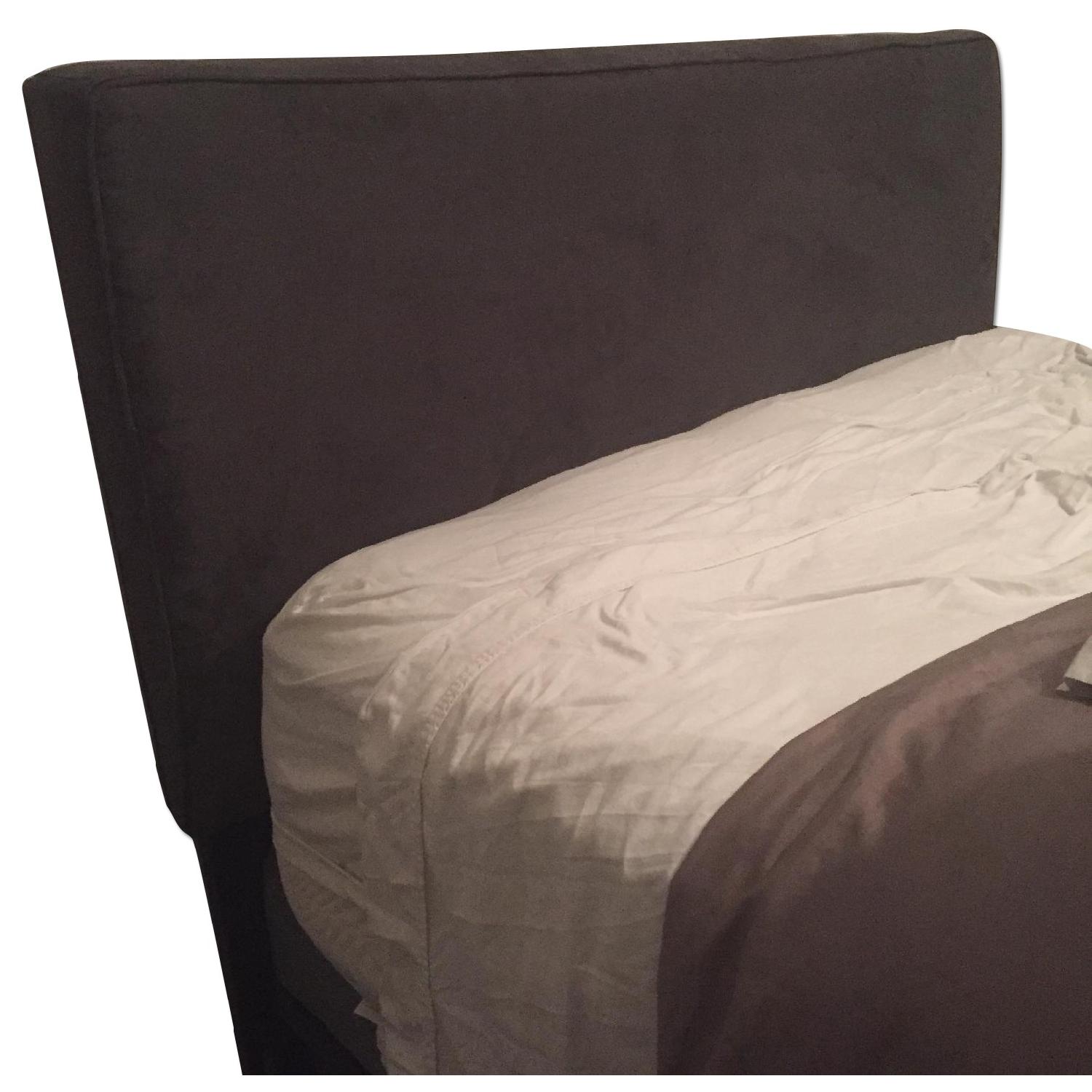 Loran Charcoal/Gray Suede Headboard - AptDeco