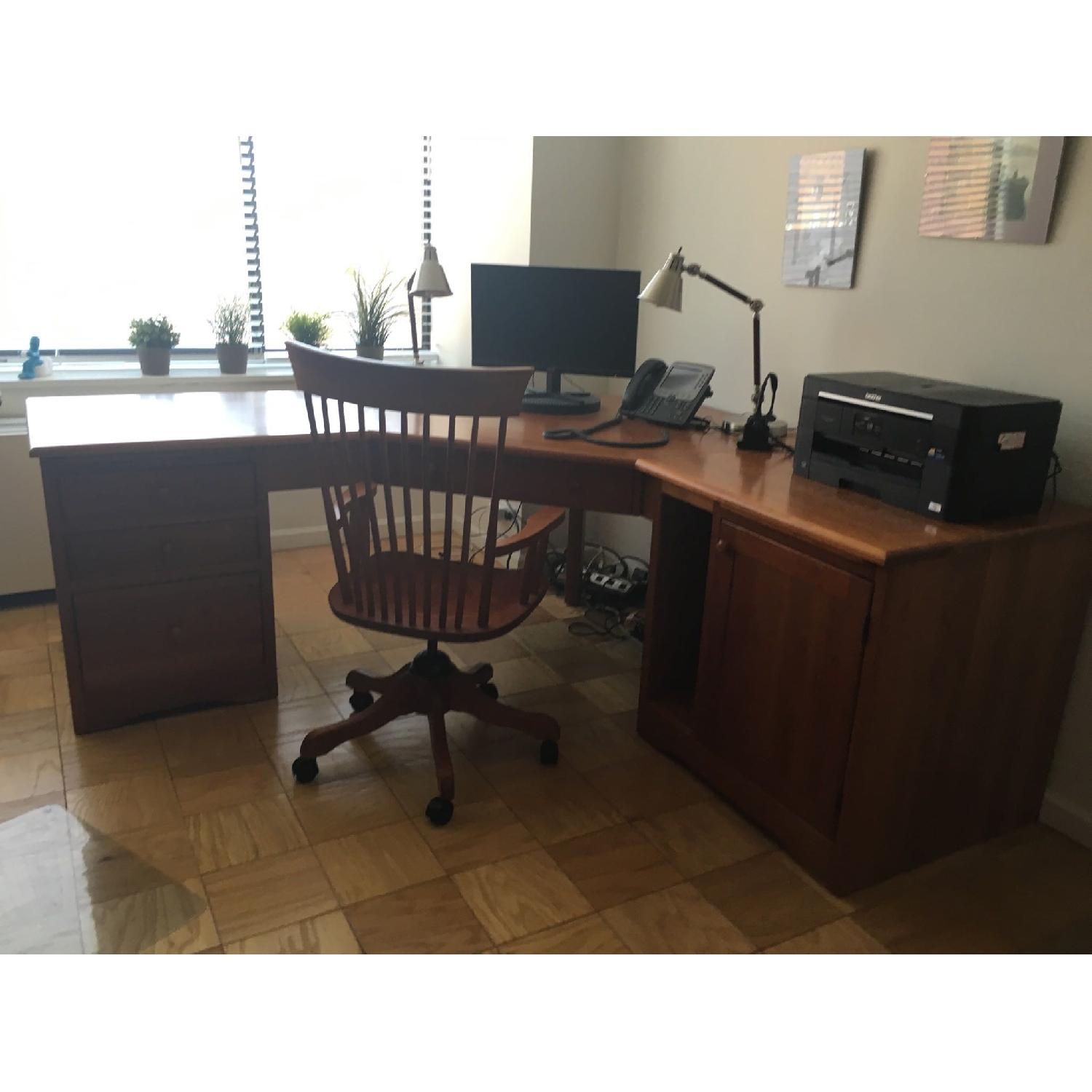 Shaker Cherry Corner Desk System - AptDeco