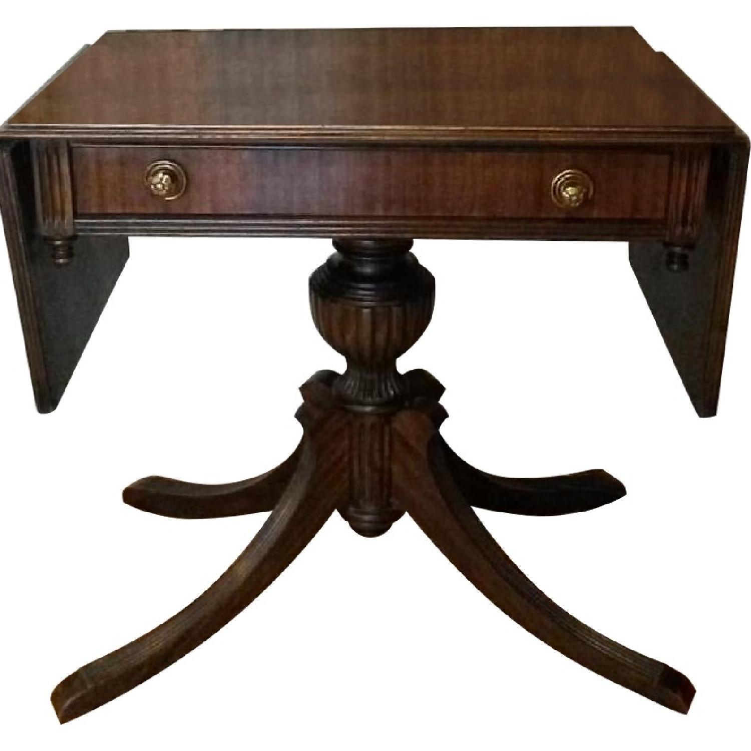 Antique Drop-Leaf Wood Table - AptDeco