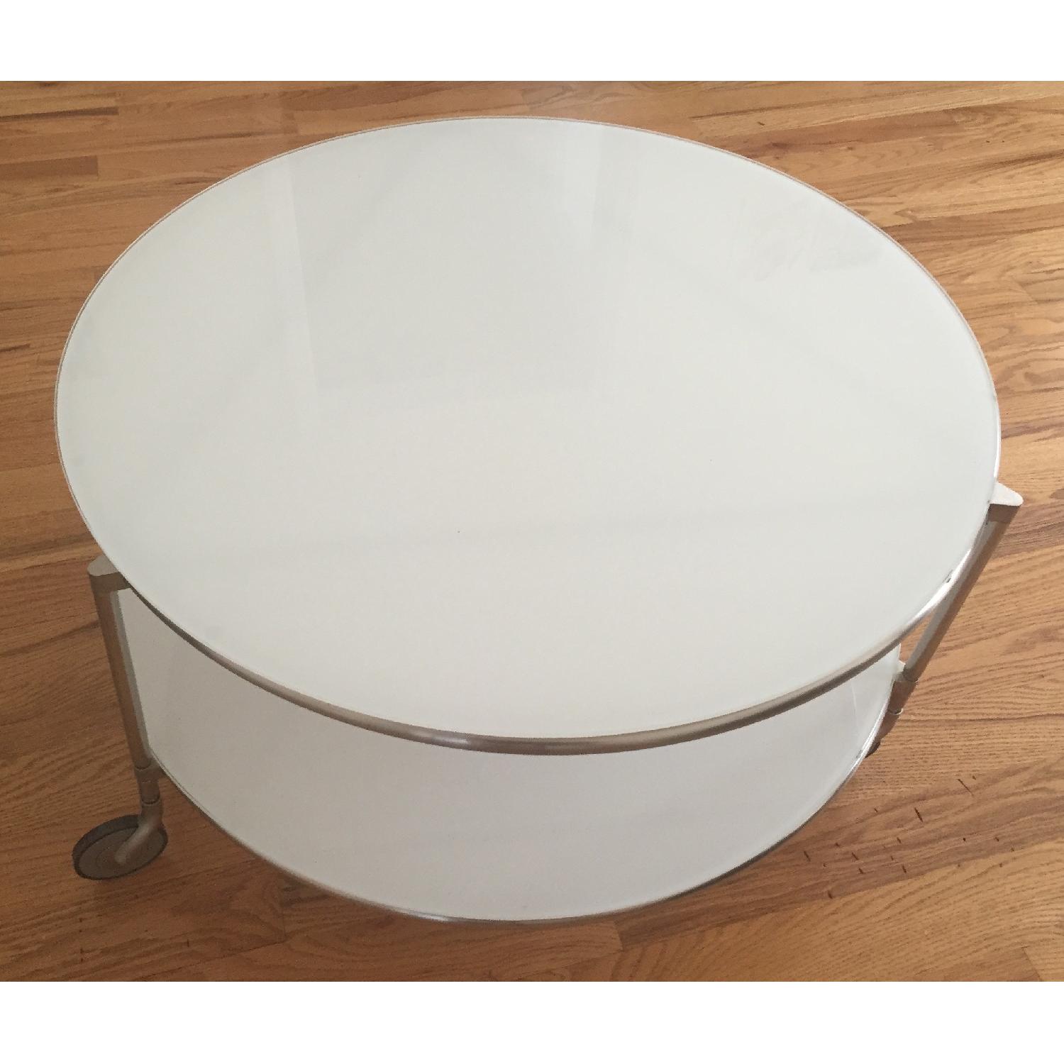 Ikea Strind White Tempered Glass Coffee Table - AptDeco