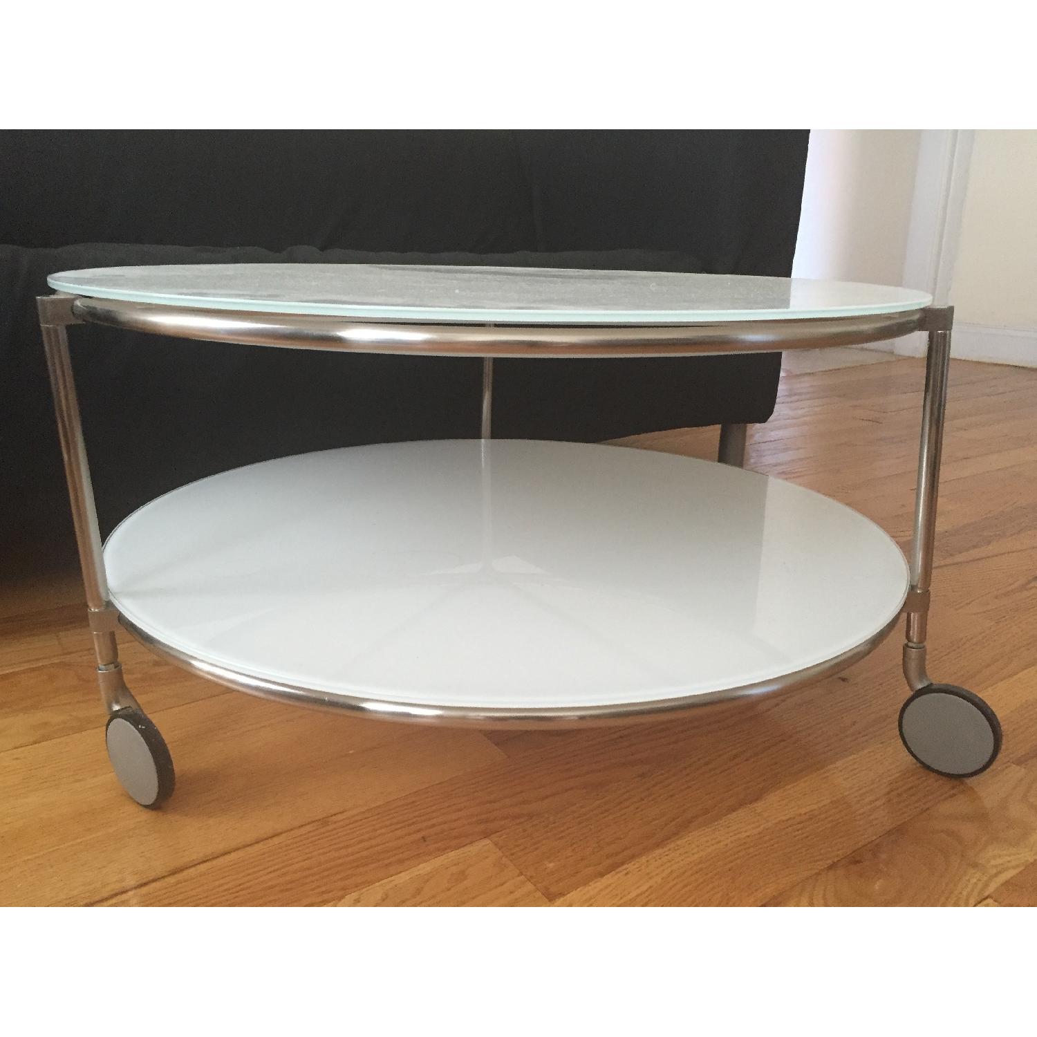 Ikea Strind White Tempered Glass Coffee Table - AptDeco