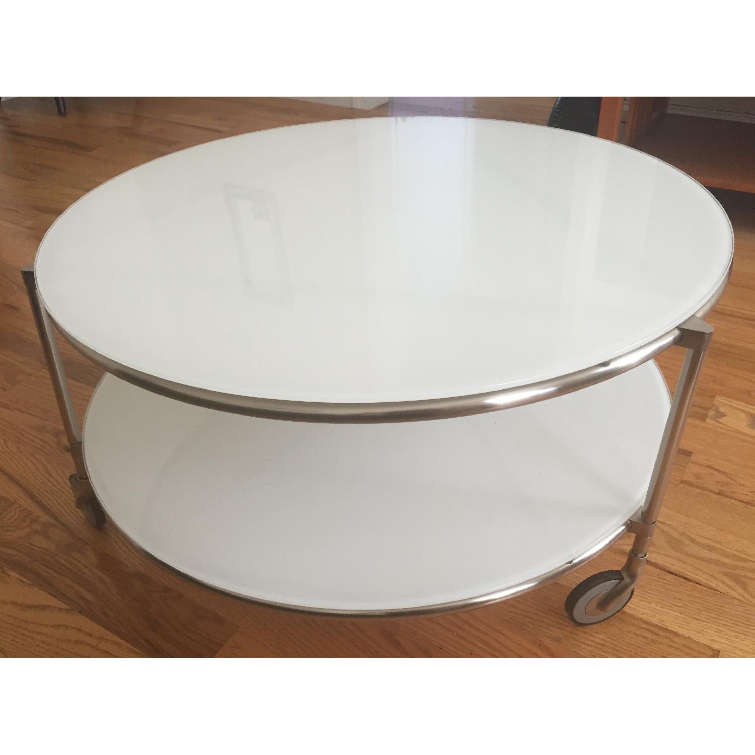 Ikea Strind White Tempered Glass Coffee Table - AptDeco