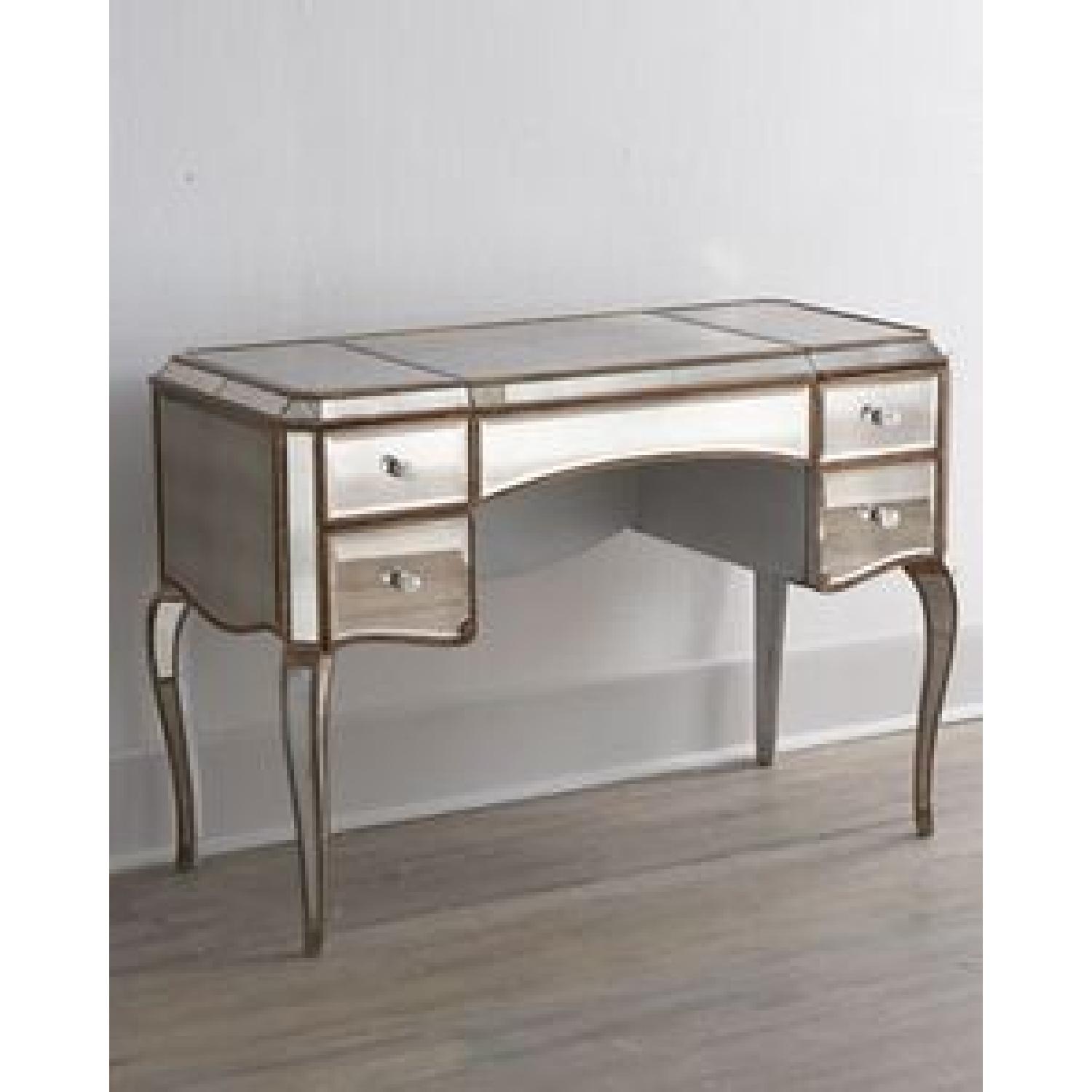 Horchow Mirrored Vanity/Desk & Vanity Seat - AptDeco