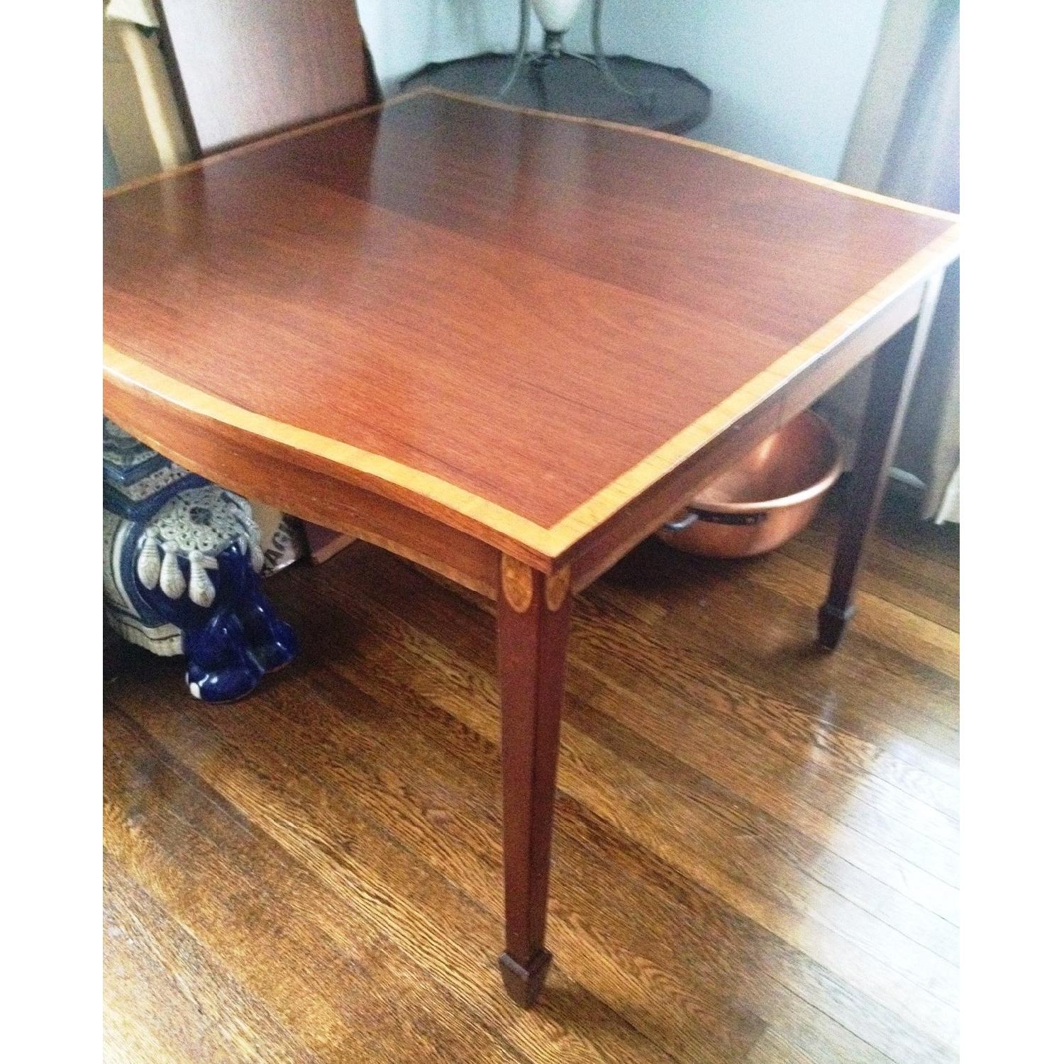 Antique Expandable Handmade Dining Table w/ Intricate Inlay - AptDeco