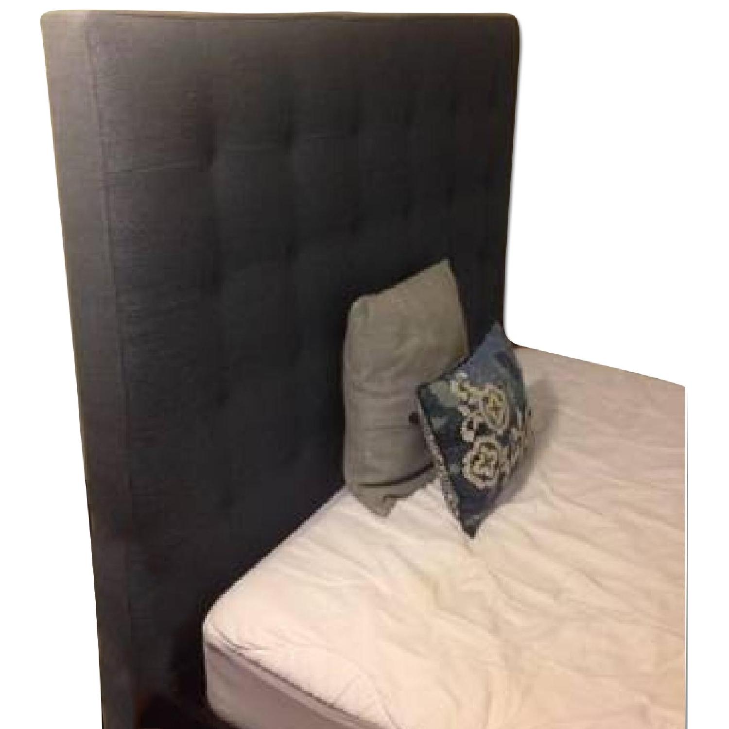 West Elm Full Bed Frame & Denim Headboard - AptDeco