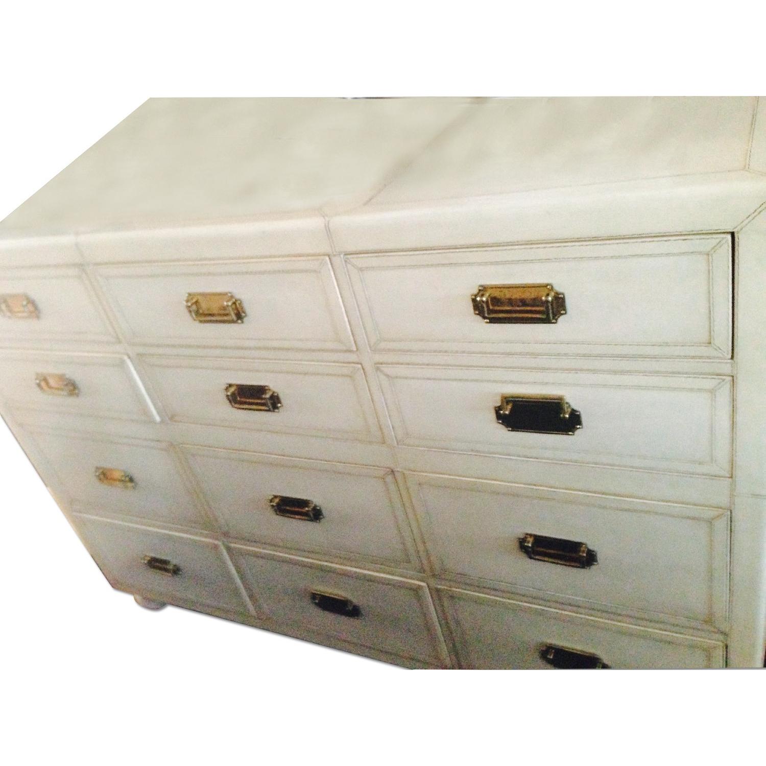 Italian Leather Ivory Chest - AptDeco