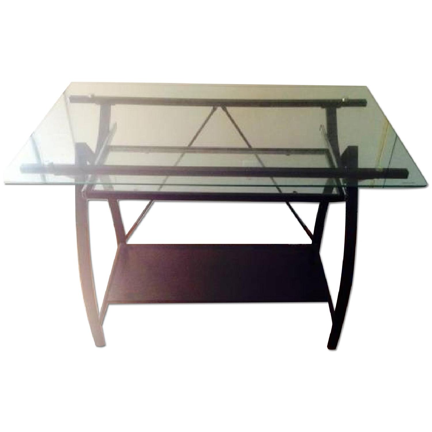 European Modern Glass Top Desk - AptDeco