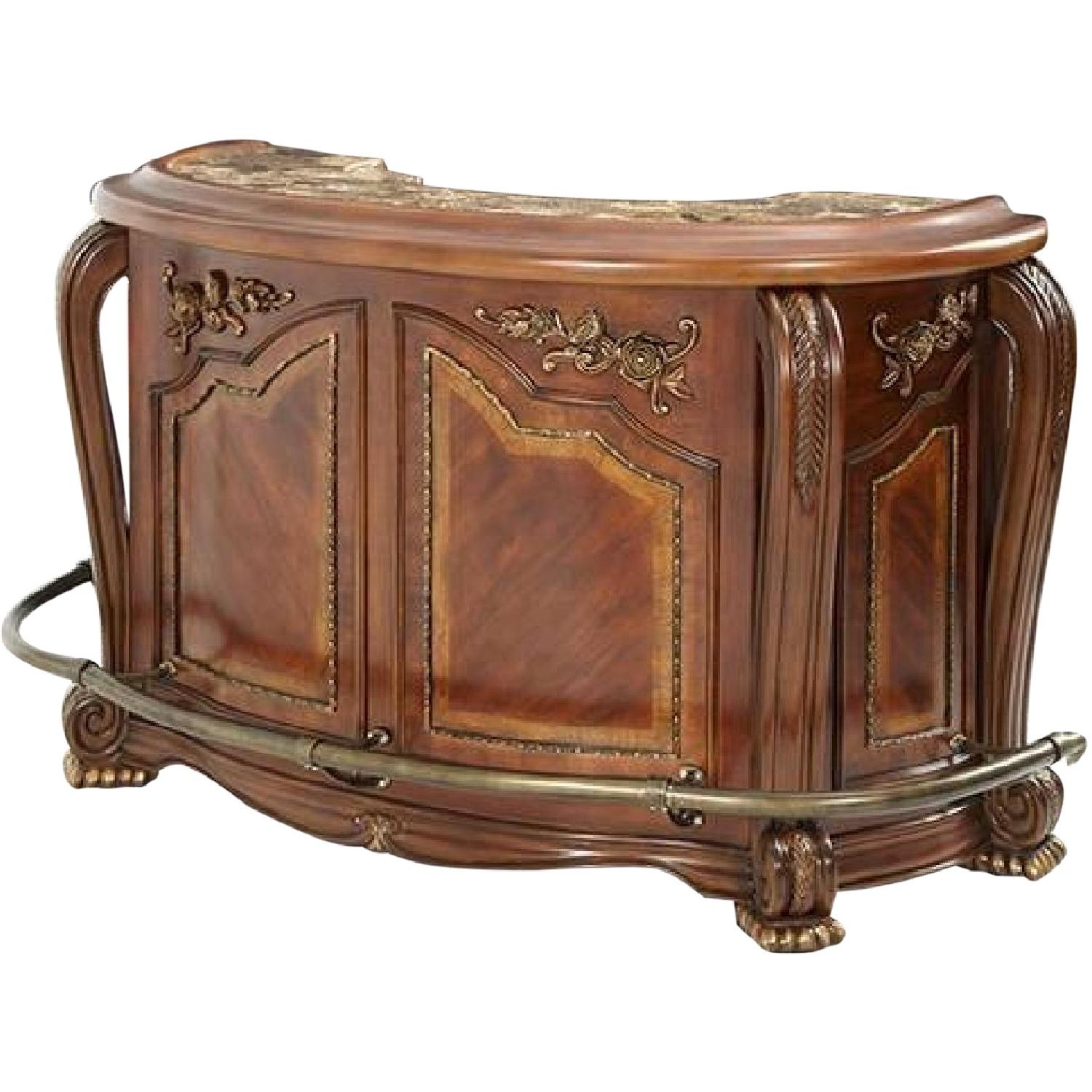 Michael Amini Bar w/ 2 Bar Stools - AptDeco