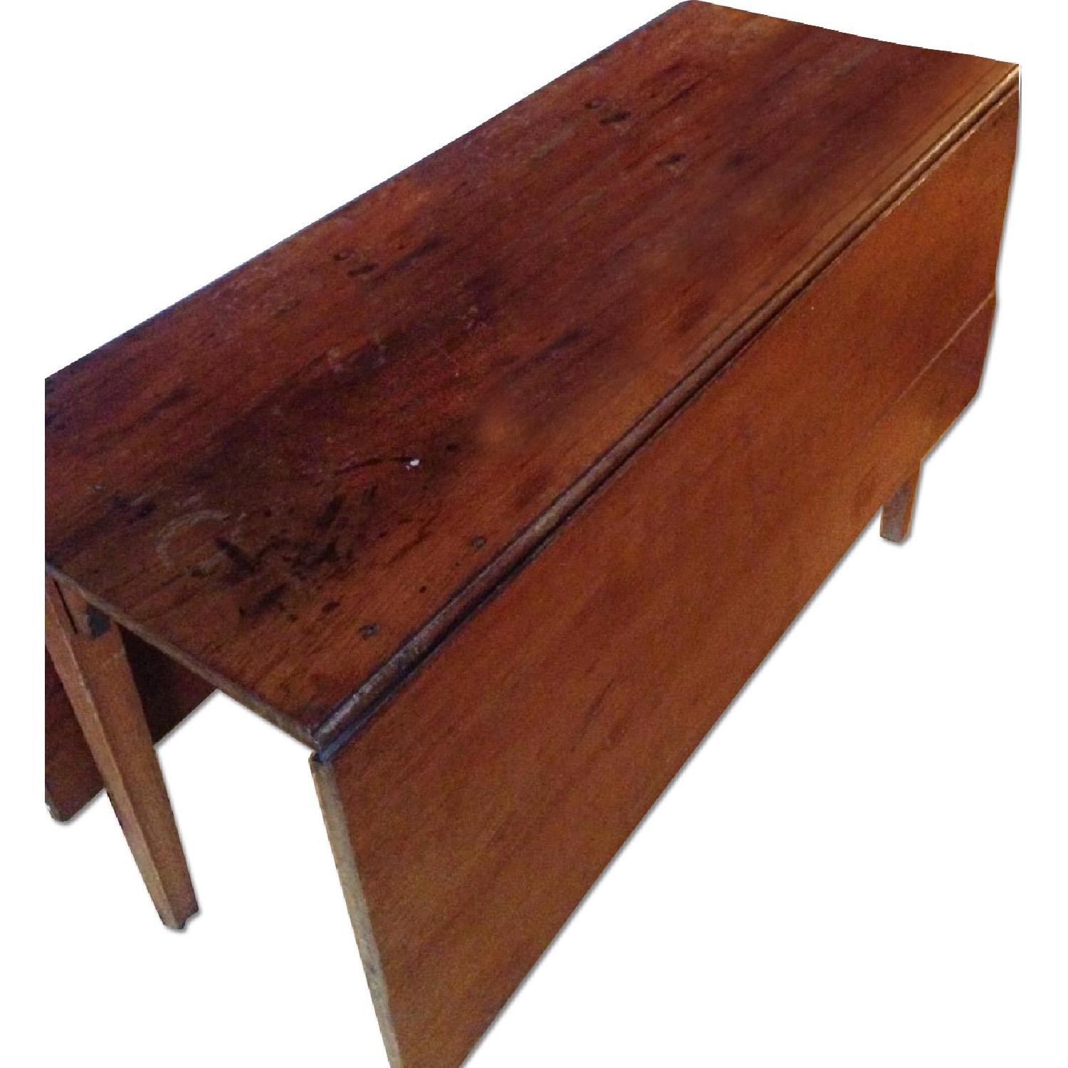 Antique Wood Drop-Leaf Dining Table - AptDeco