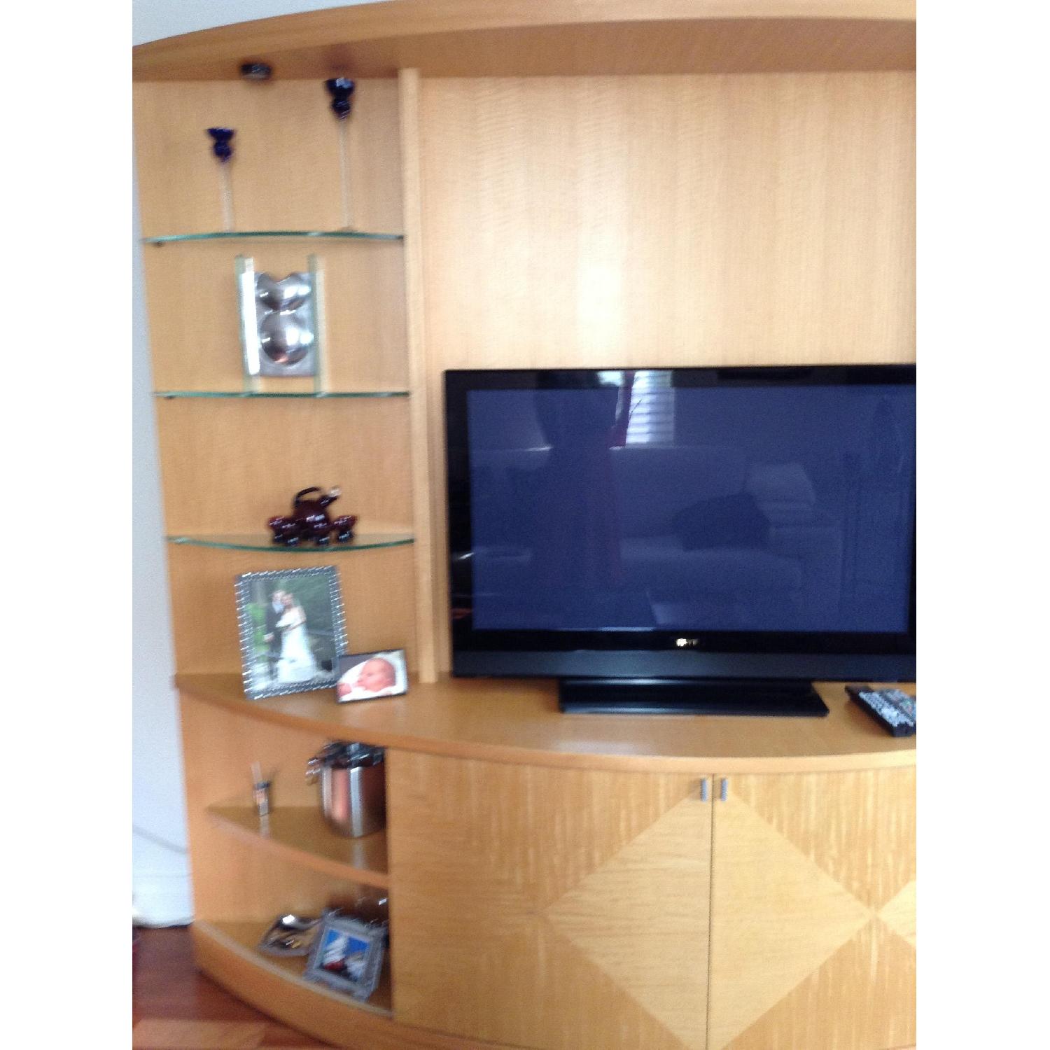 Italian Media Unit w/ Glass Shelves and Storage - AptDeco