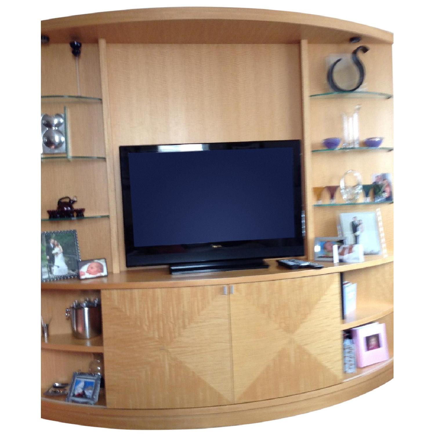 Italian Media Unit w/ Glass Shelves and Storage - AptDeco