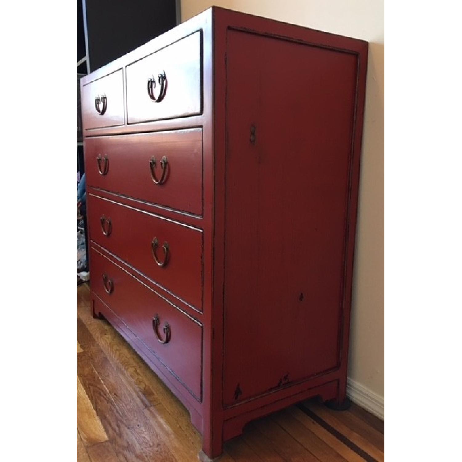 Asian Antique Furniture Chinese Elm Wood 5-Drawer Dresser - AptDeco