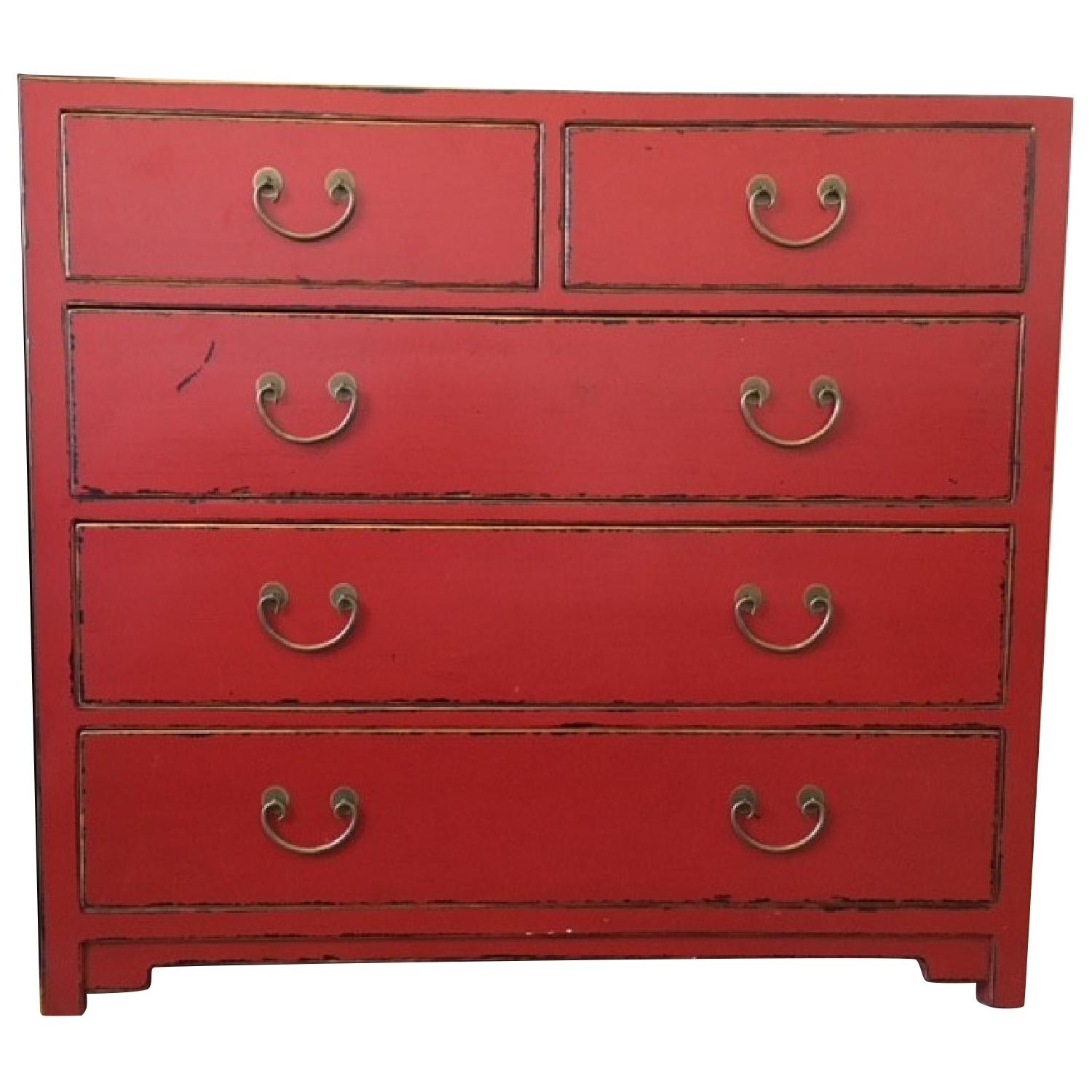Asian Antique Furniture Chinese Elm Wood 5-Drawer Dresser - AptDeco
