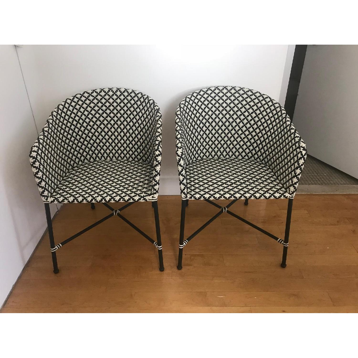 CB2 Brava Black & White Patio Chairs - AptDeco