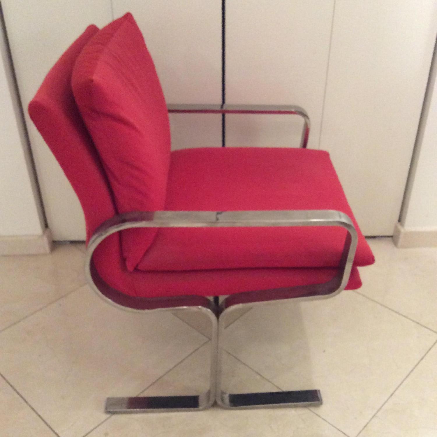Mid-Century Style Red Chair w/ Chrome Legs - AptDeco