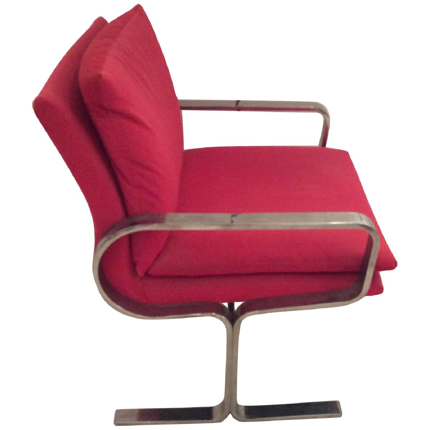 Mid-Century Style Red Chair w/ Chrome Legs - AptDeco