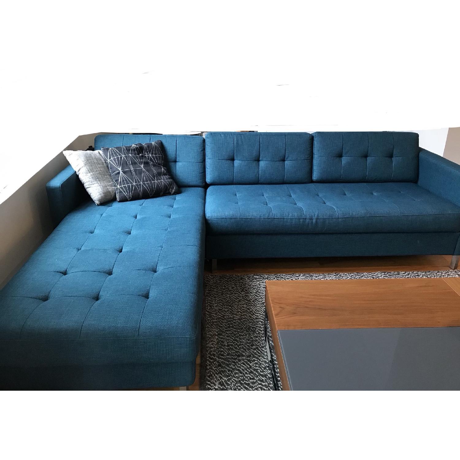 CB2 Ditto II Sectional Sofa in Peacock Color - AptDeco